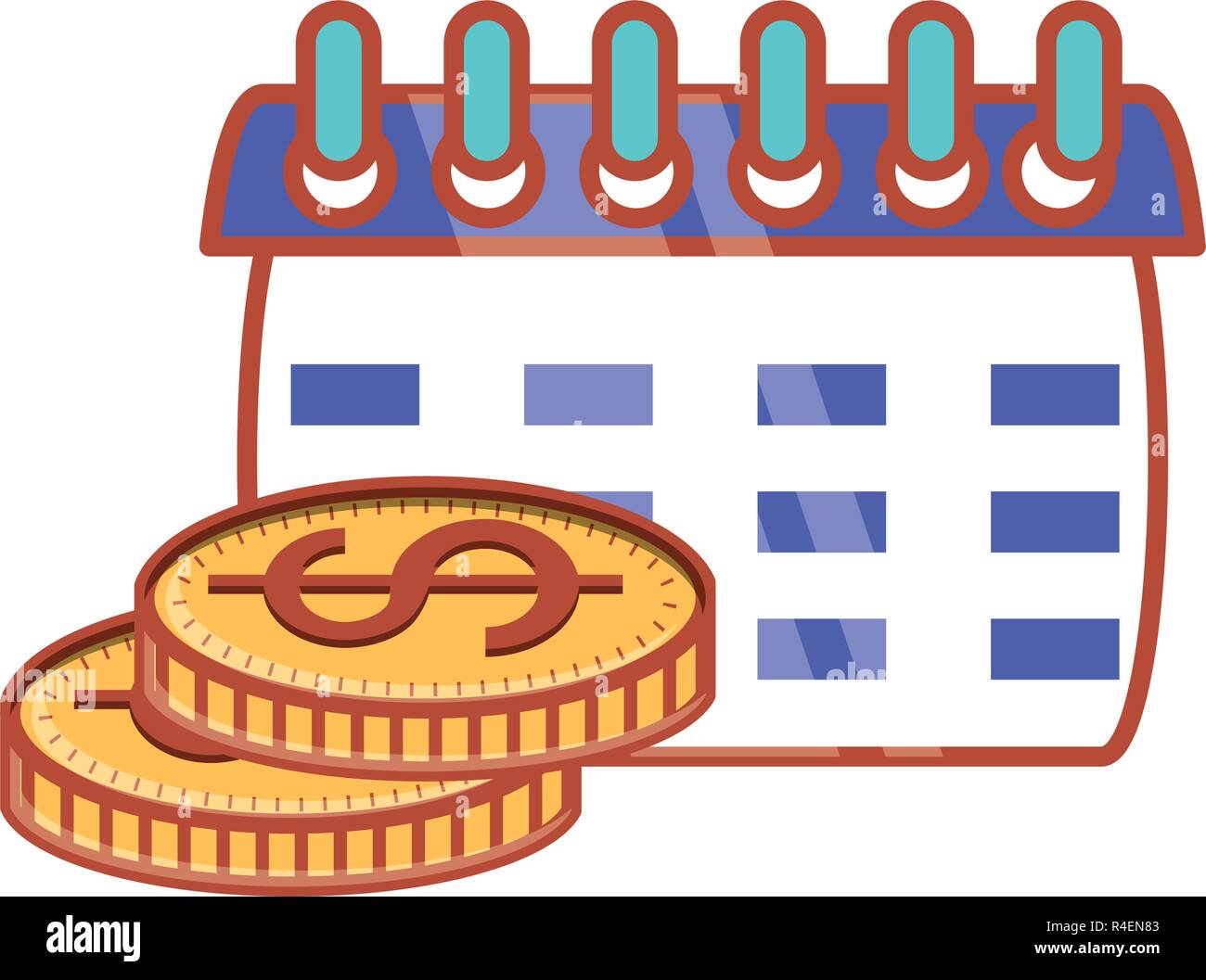 coins money with calendar vector illustration design Stock Vector Image ...