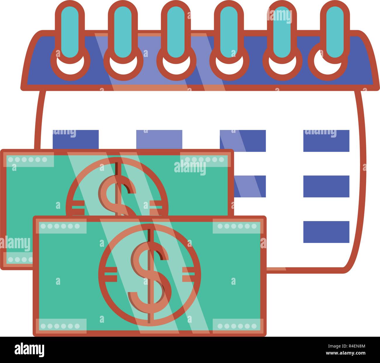 bills dollars with calendar vector illustration design Stock Vector ...