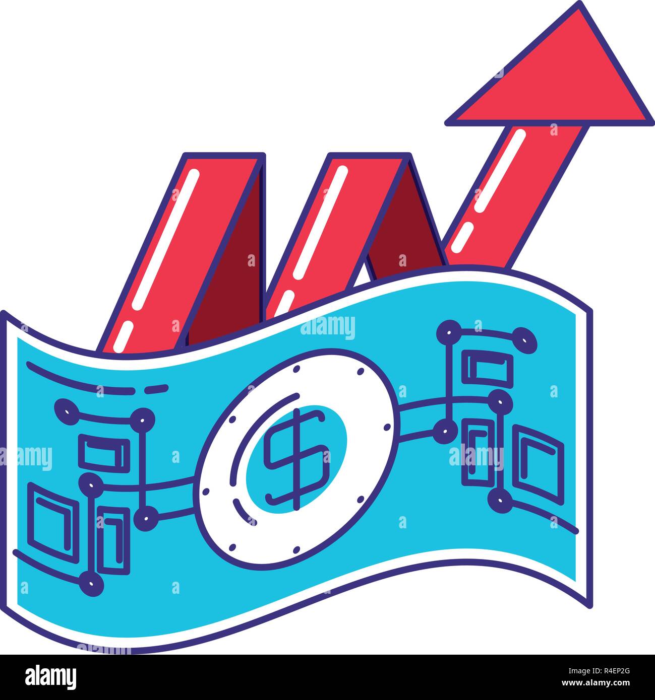 bill dollar with arrow statistics vector illustration design Stock ...