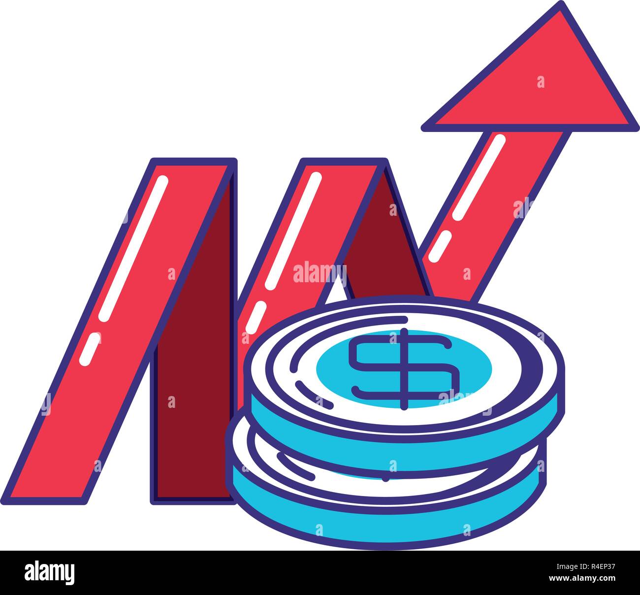 coins money with arrow statistics vector illustration design Stock ...