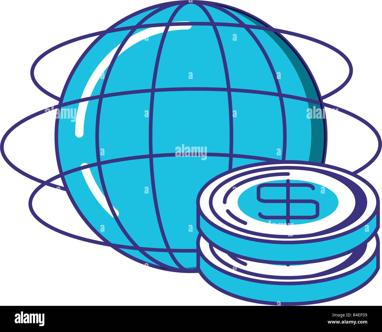 coins money with planet vector illustration design Stock Vector Image ...