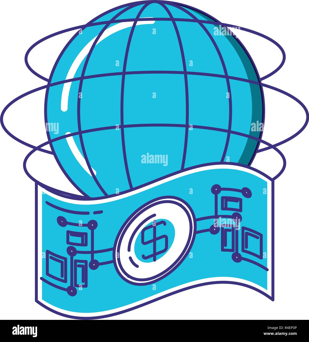 bill dollar with planet vector illustration design Stock Vector Image ...