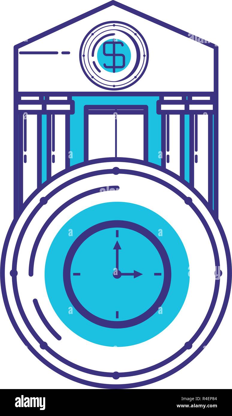 bank building with time clock vector illustration design Stock Vector ...