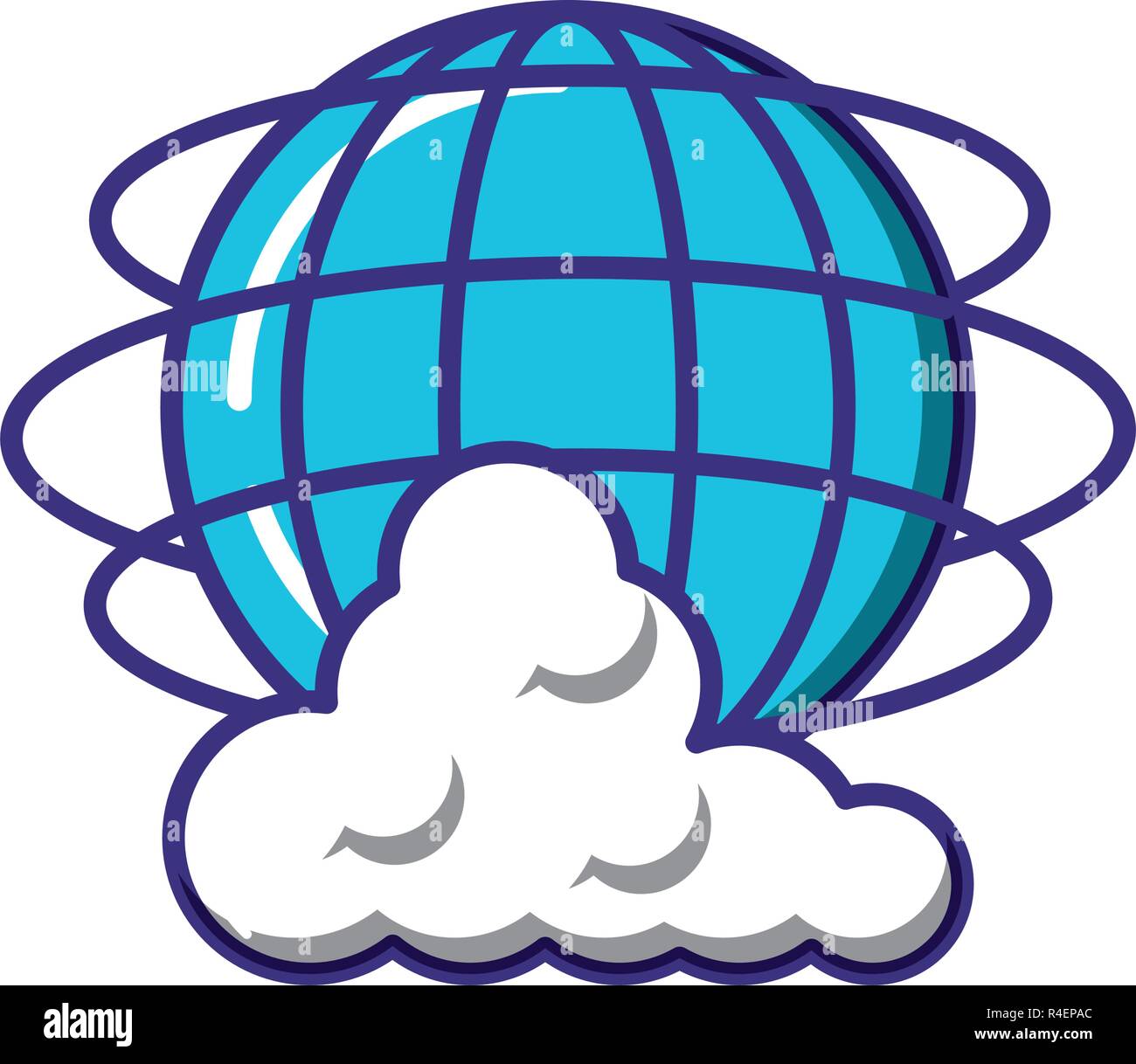 cloud computing server with planet vector illustration design Stock ...