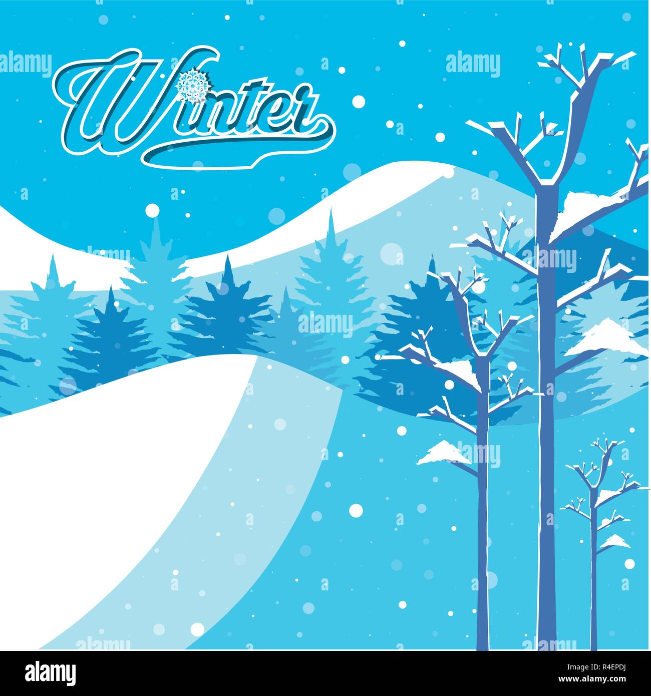 winter landscape scene christmas vector illustration design Stock ...