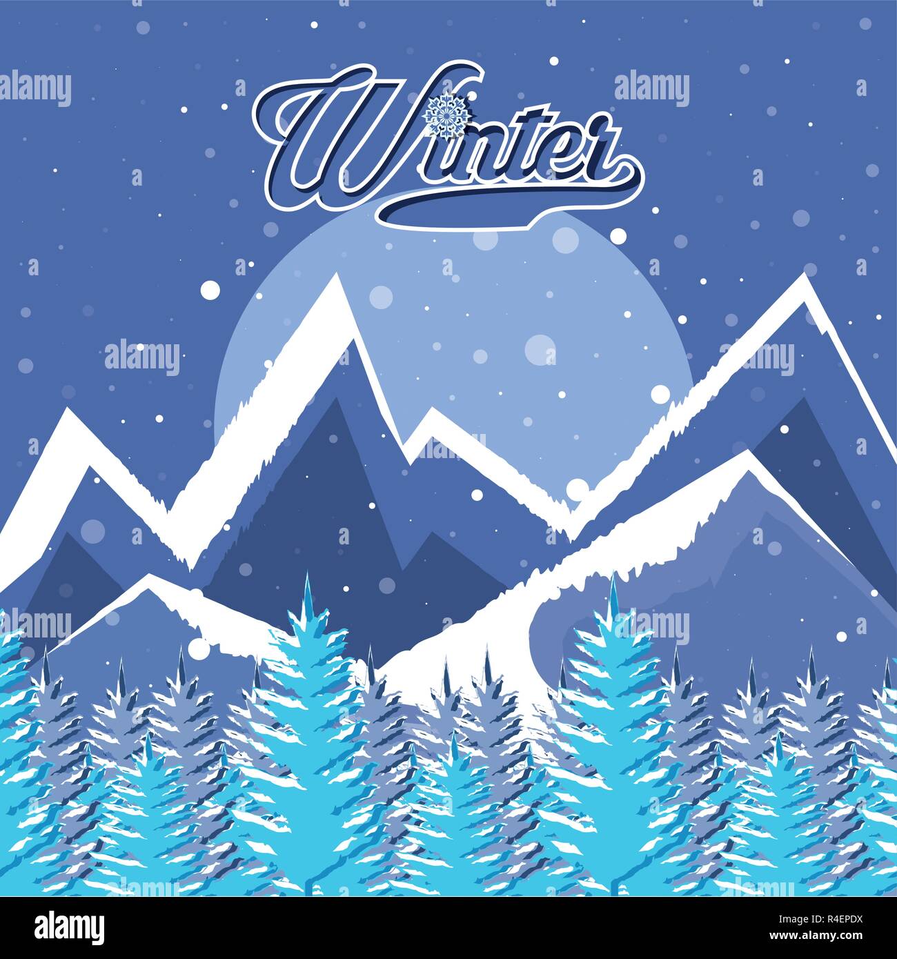 winter landscape scene christmas vector illustration design Stock ...