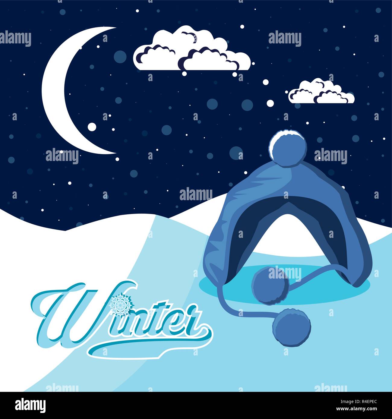 winter landscape with hat scene christmas vector illustration design ...