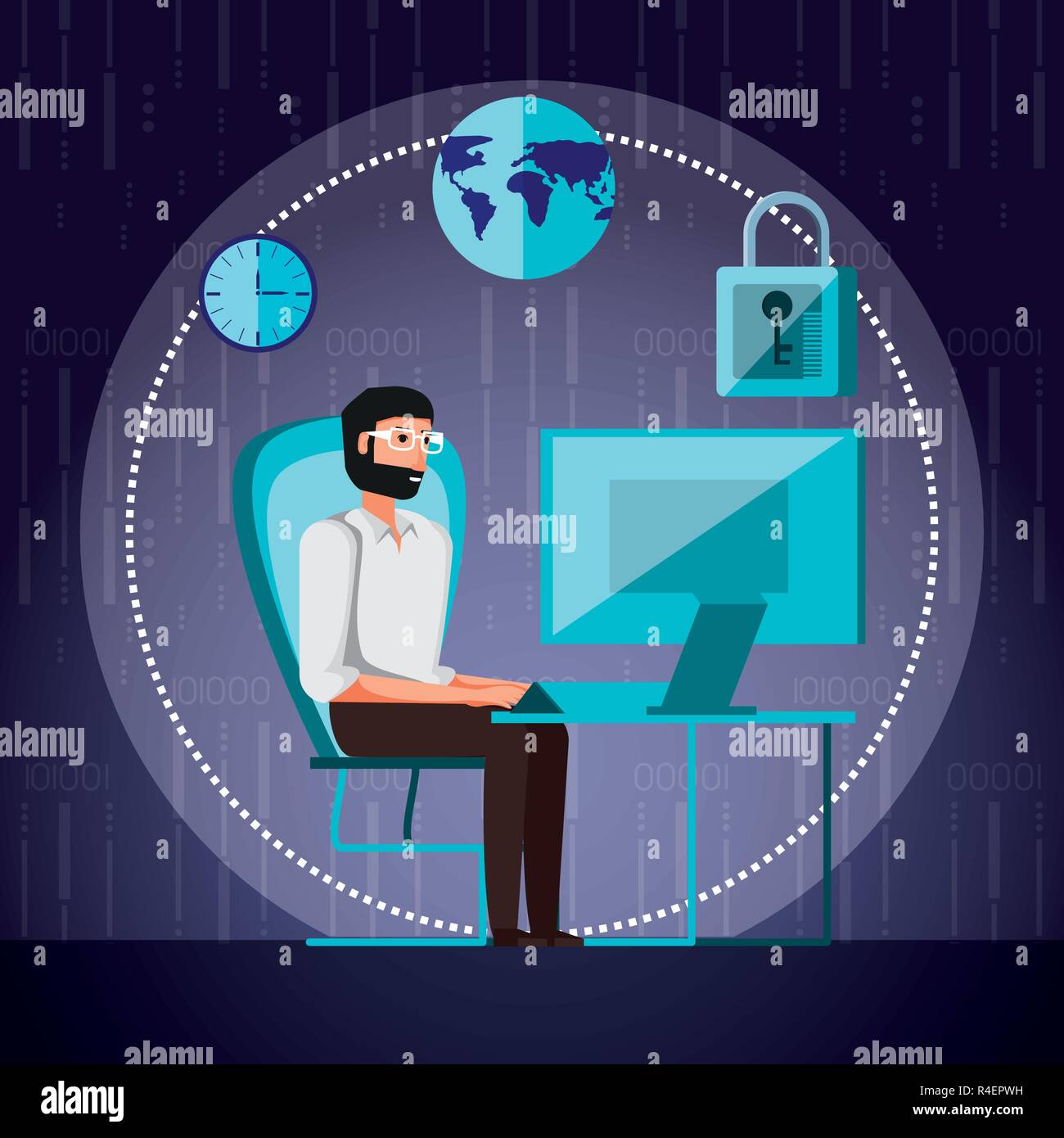 man working and set icons business vector illustration design Stock ...