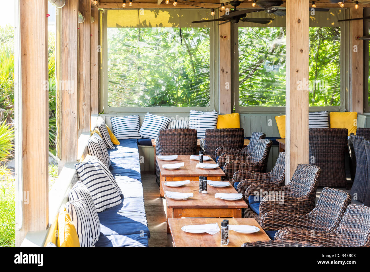 Seaside, USA - April 25, 2018: Waterfront seafood restaurant sitting ...