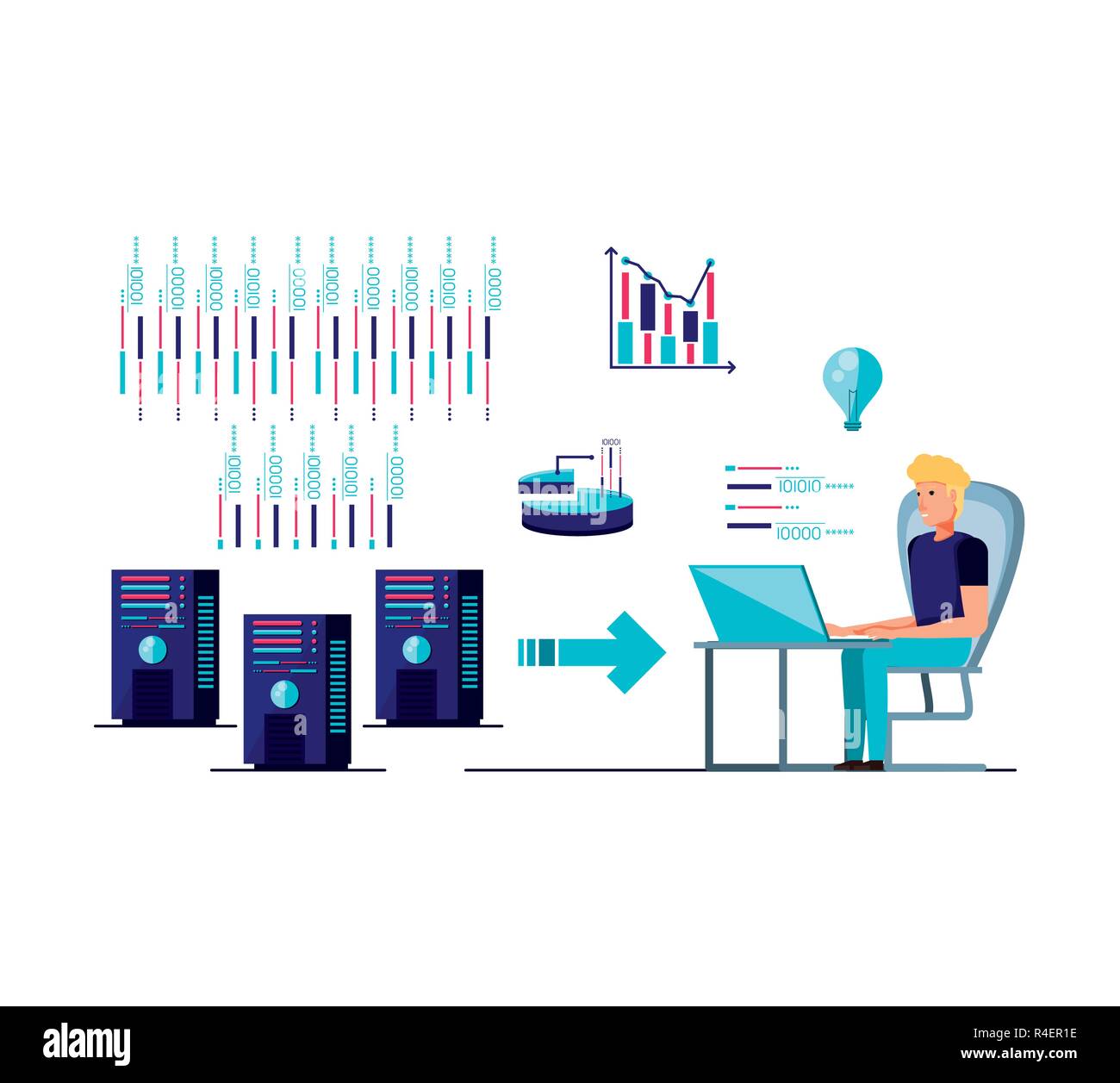 man working and set icons business vector illustration design Stock ...