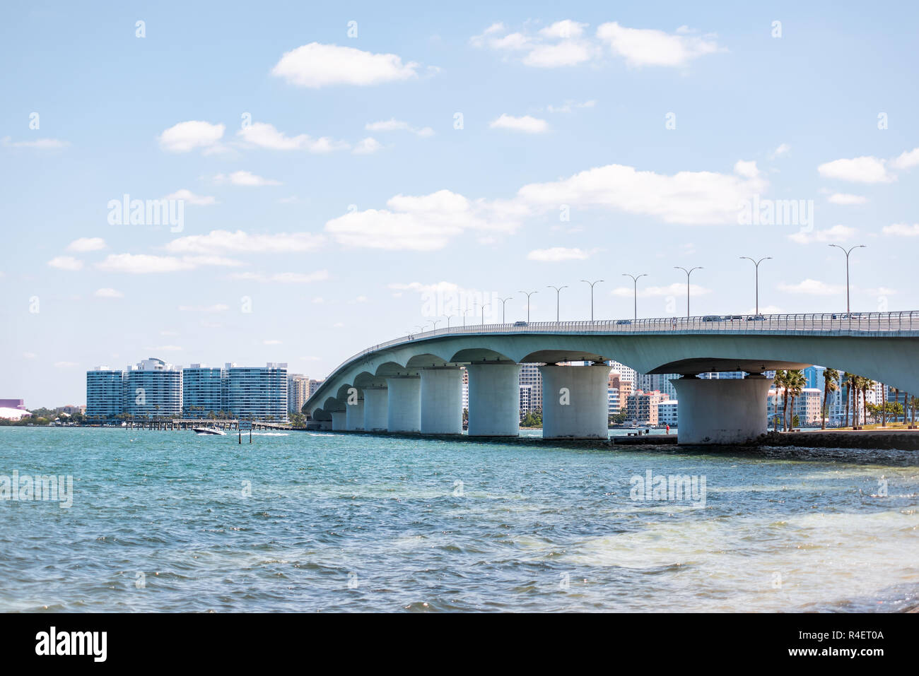 Sarasota, USA Beach in Florida city during sunny day, cityscape, bay ...