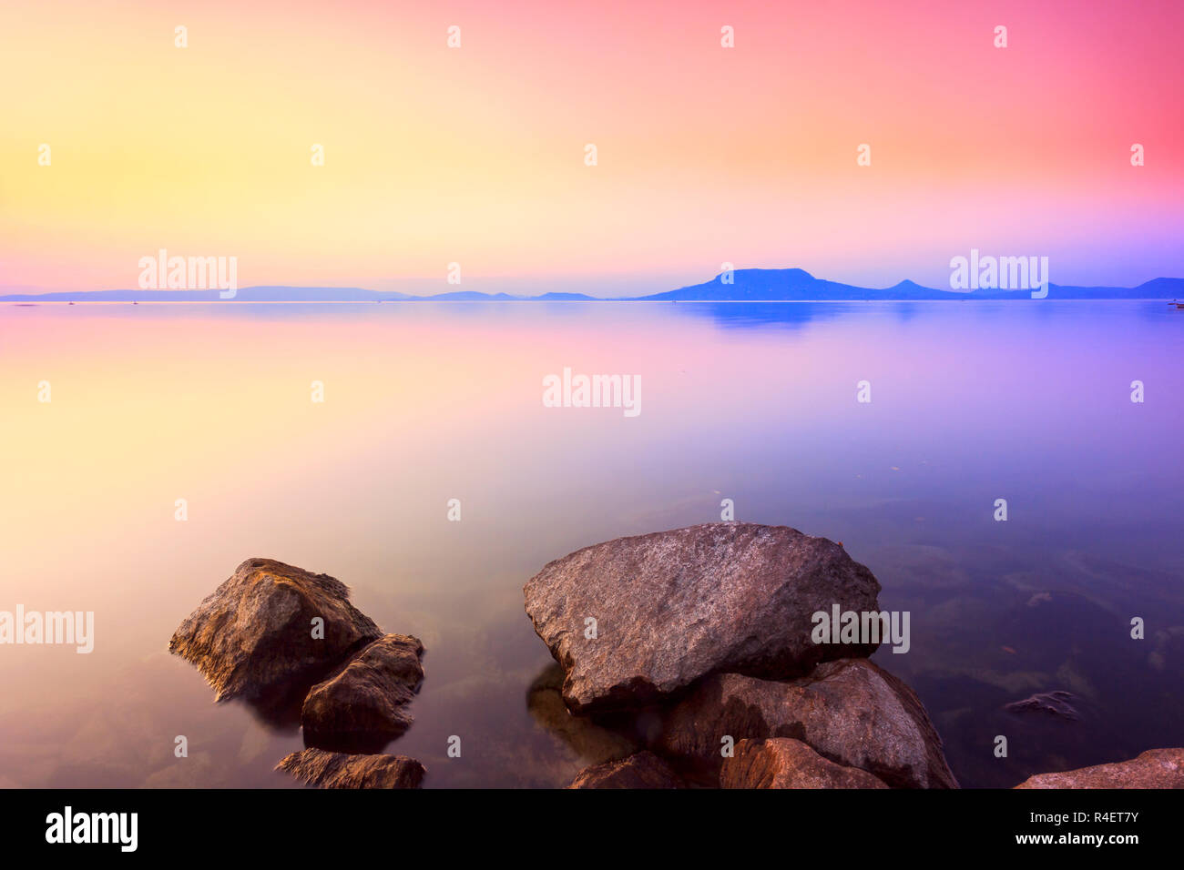 Beautiful sunset in lake Balaton Stock Photo - Alamy