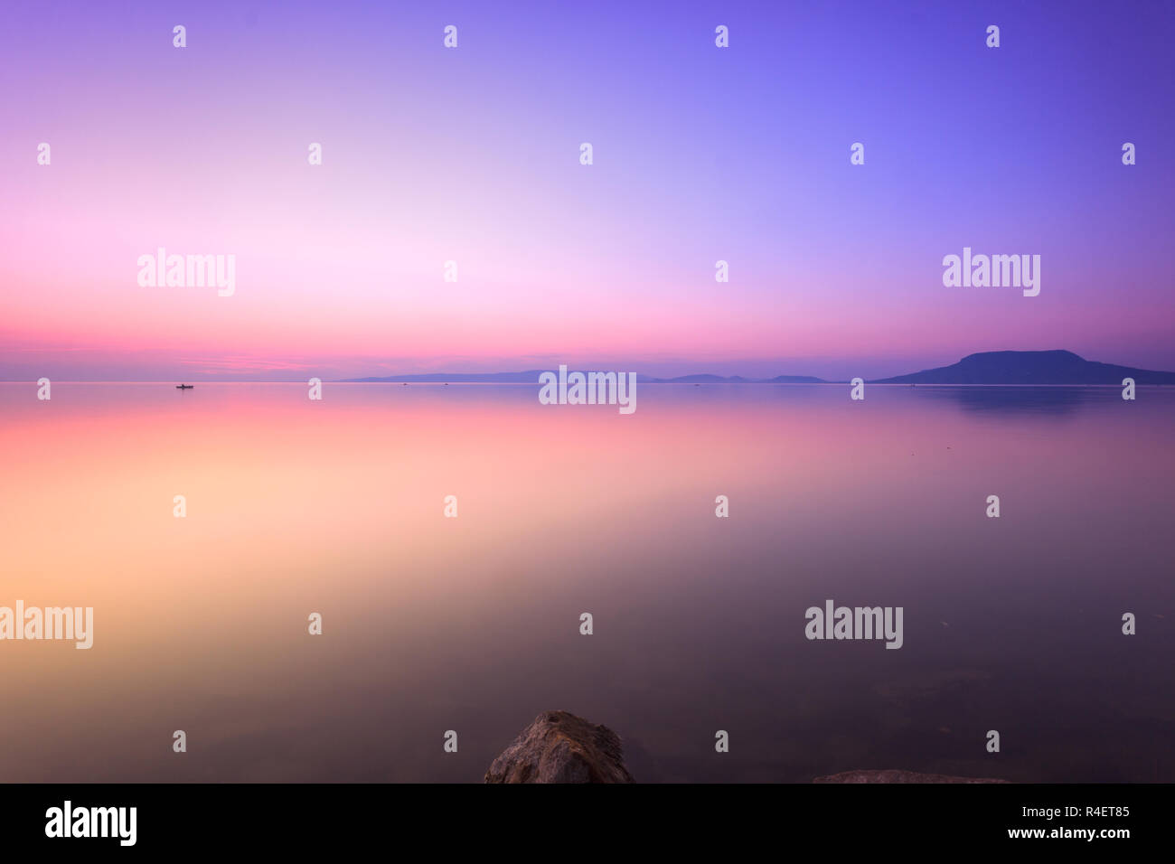 Beautiful sunset in lake Balaton Stock Photo - Alamy