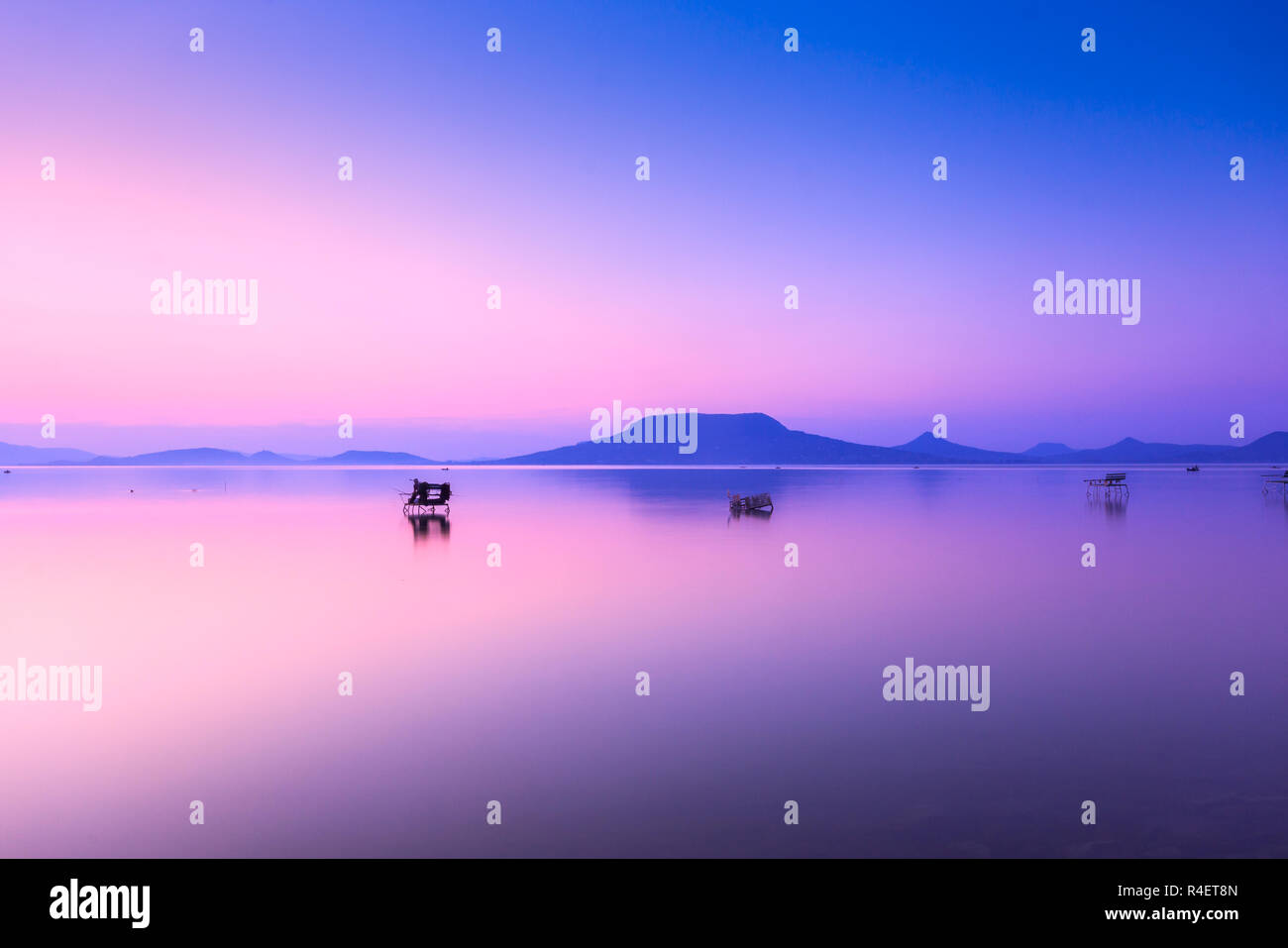 Beautiful sunset in lake Balaton Stock Photo - Alamy