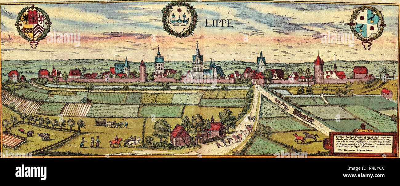 CIVITATES ORBIS TERRARUM - LIPPSTADT (ALEMANIA) - GRABADO - 1588 ...