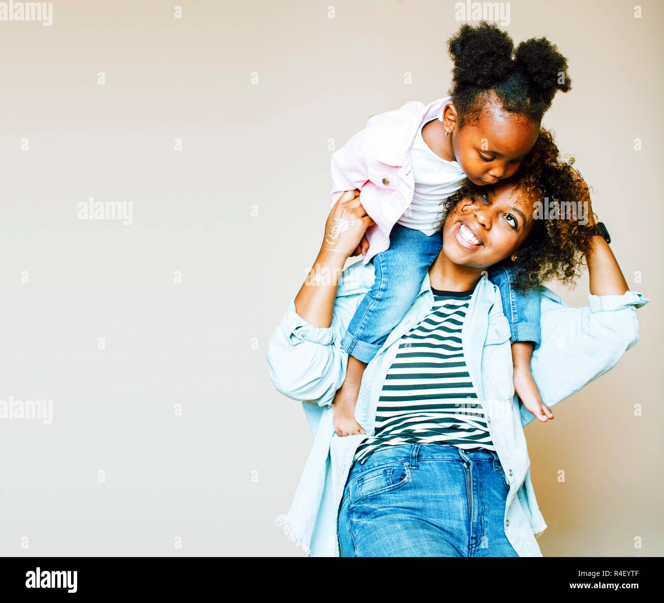adorable sweet young afro-american mother with cute little girl Stock ...