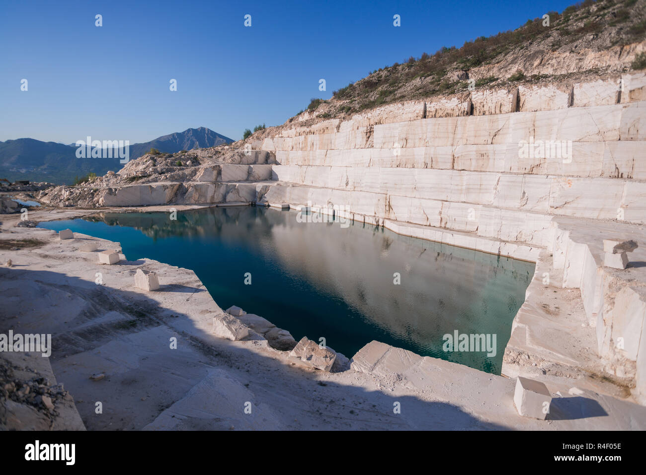 Landscape in the mountains of marble rocks from the quarry Stock Photo ...