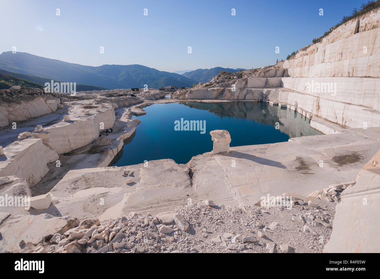 Landscape in the mountains of marble rocks from the quarry Stock Photo ...