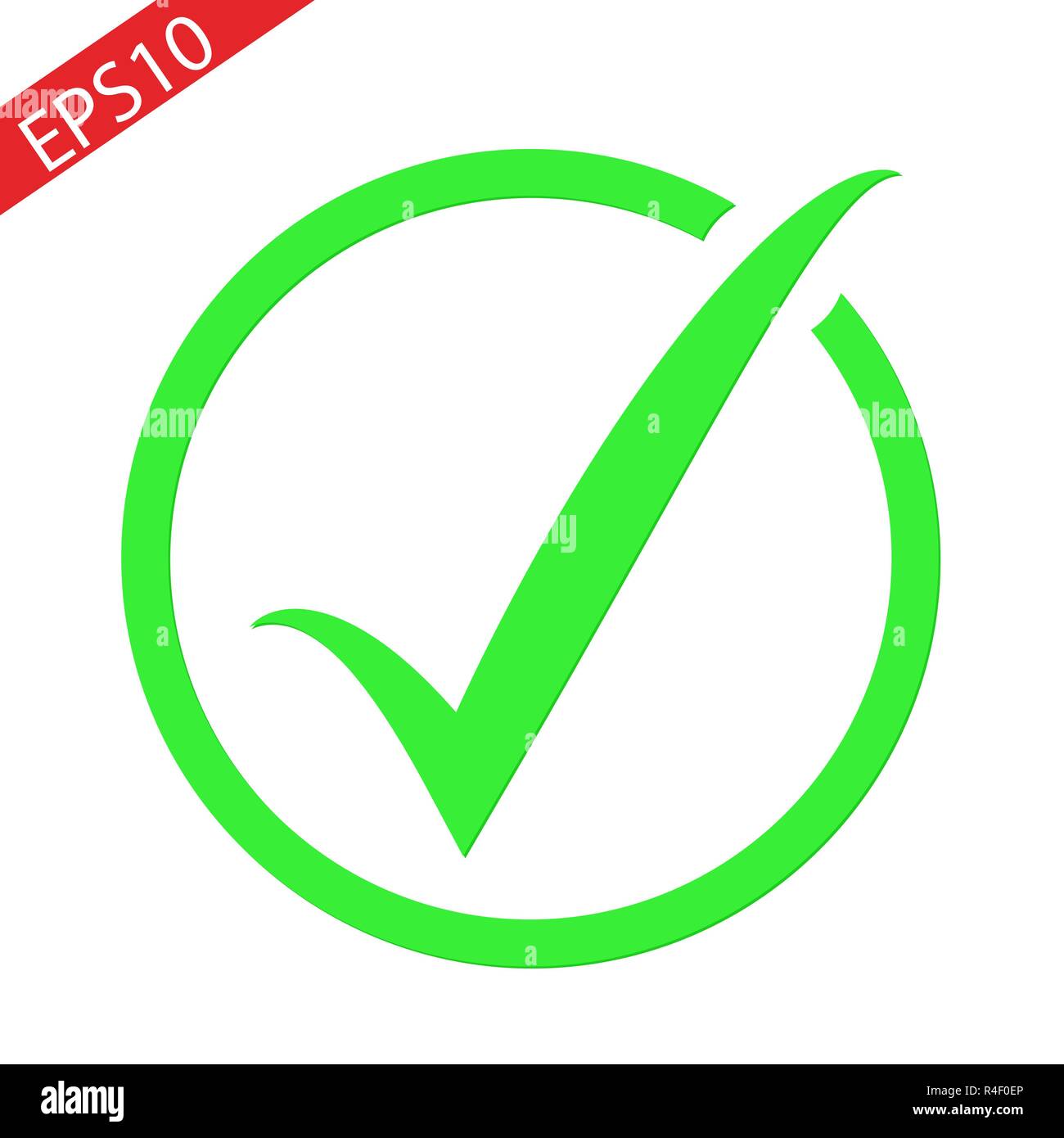 Check mark icon in flat style. Ok, accept vector illustration on white ...