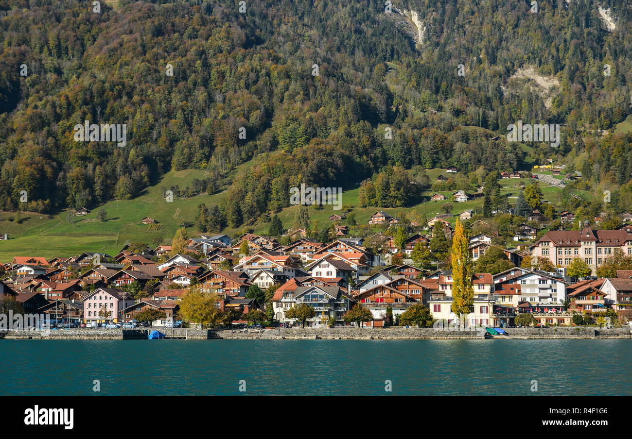 Brienz, Switzerland - Oct 21, 2018. Beautiful scenery of Lake Brienz ...