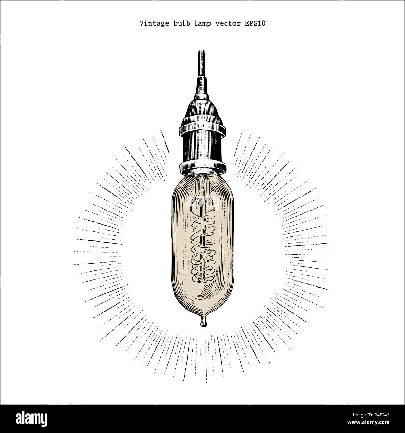 Vintage bulb lamp hand drawing engraving style Stock Vector Image & Art ...