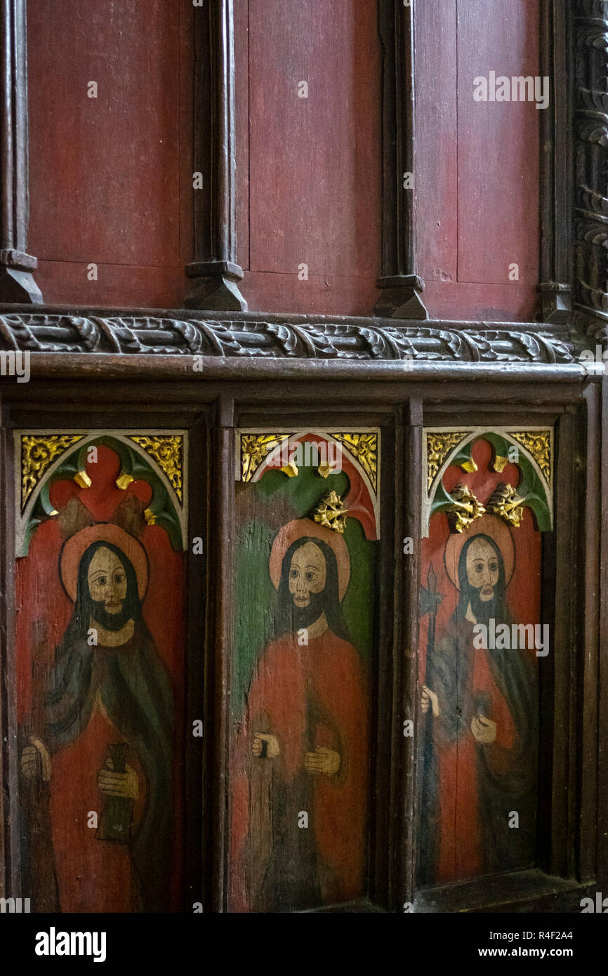 Rood screen detail, church of st winwaloe, at Church Cove, Gunwalloe ...