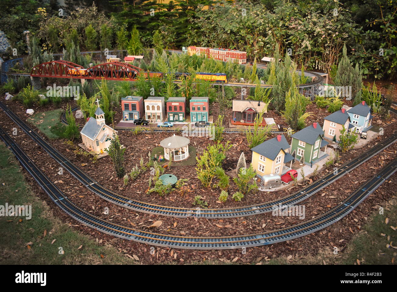 Orlando, Florida. November 18, 2018. Miniature train, roads and ...