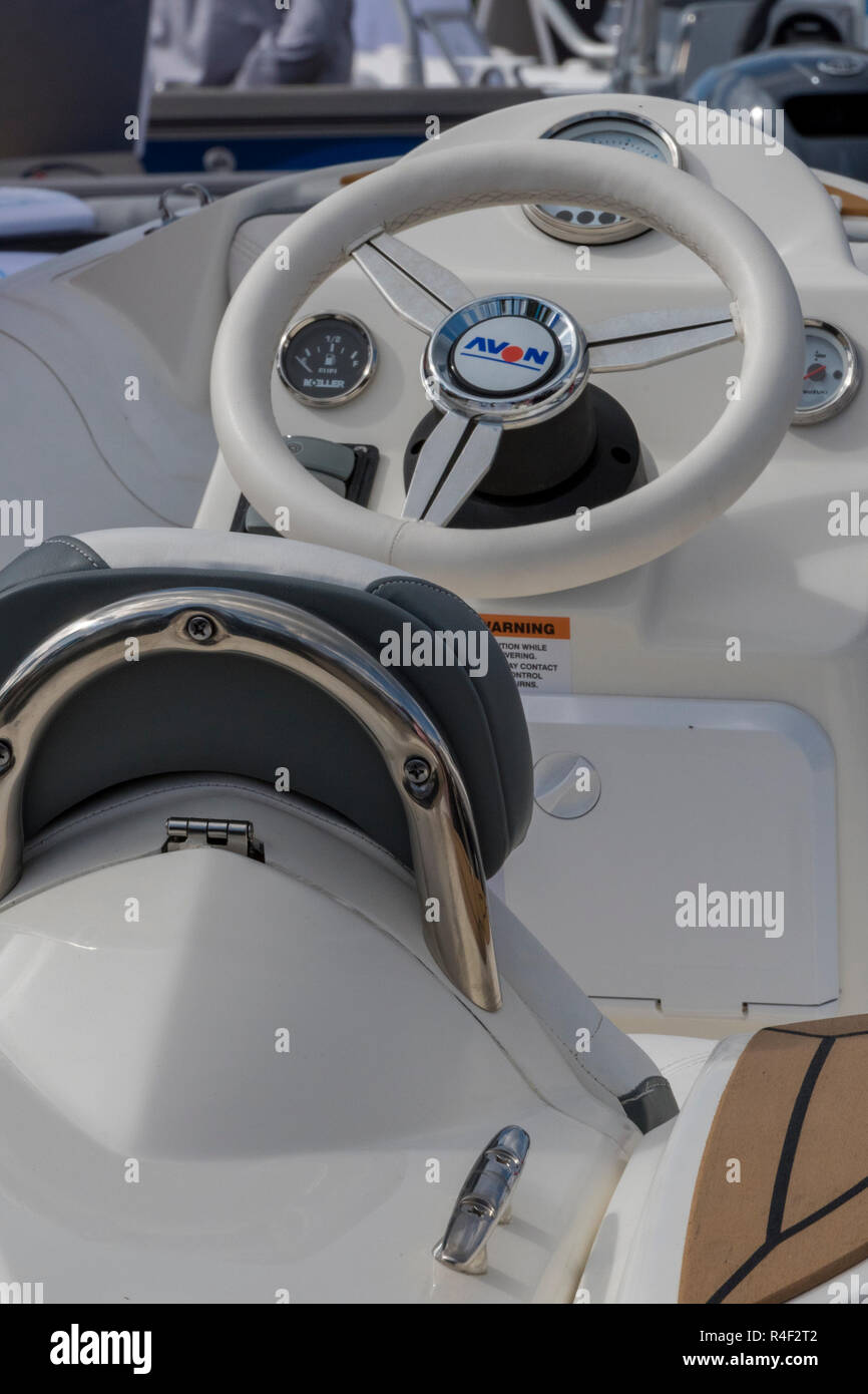 rigid inflatable boat centre console. control panel on rib boat Stock ...