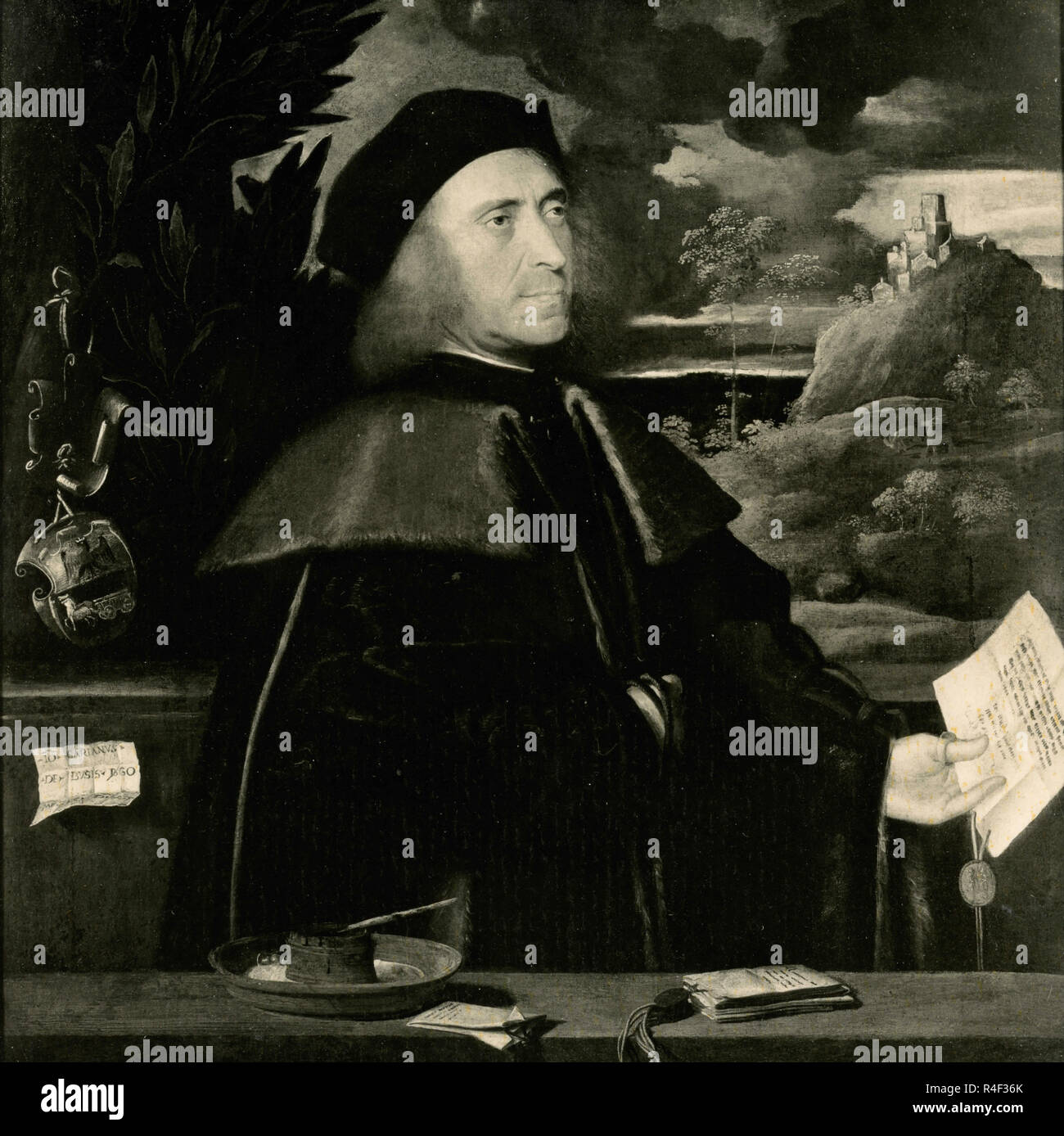 Portrait of a Man, painting by Giovanni de Busi AKA Cariani Stock Photo ...