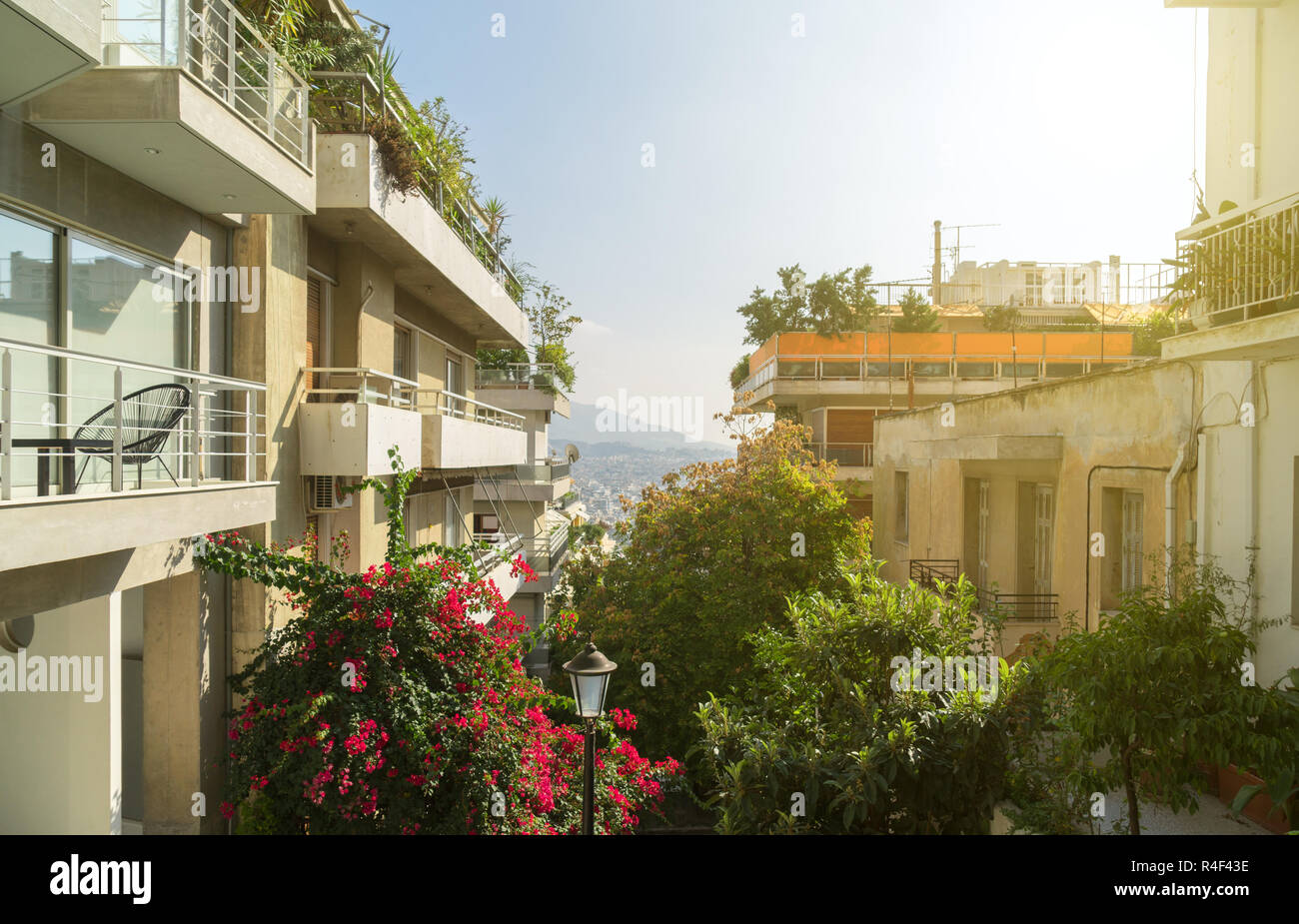 Typical greek street in Athens in Greece Stock Photo - Alamy