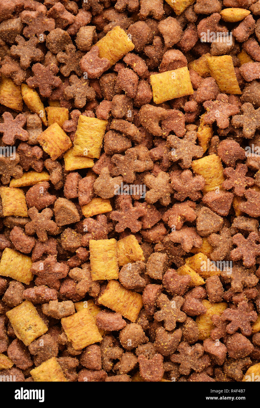 Top view of dry pet food background Stock Photo - Alamy