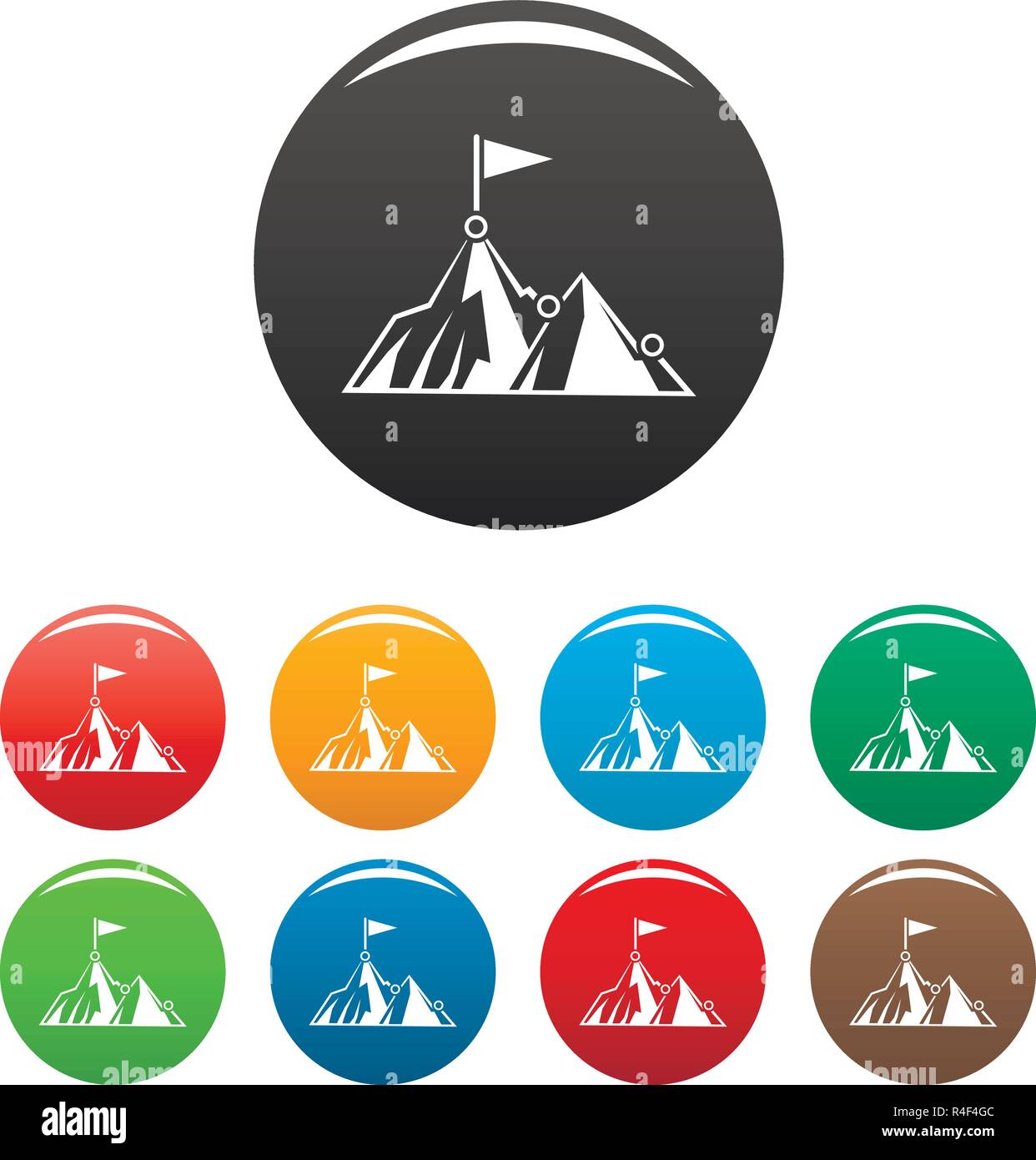 Business mountain target icons set 9 color vector isolated on white for ...