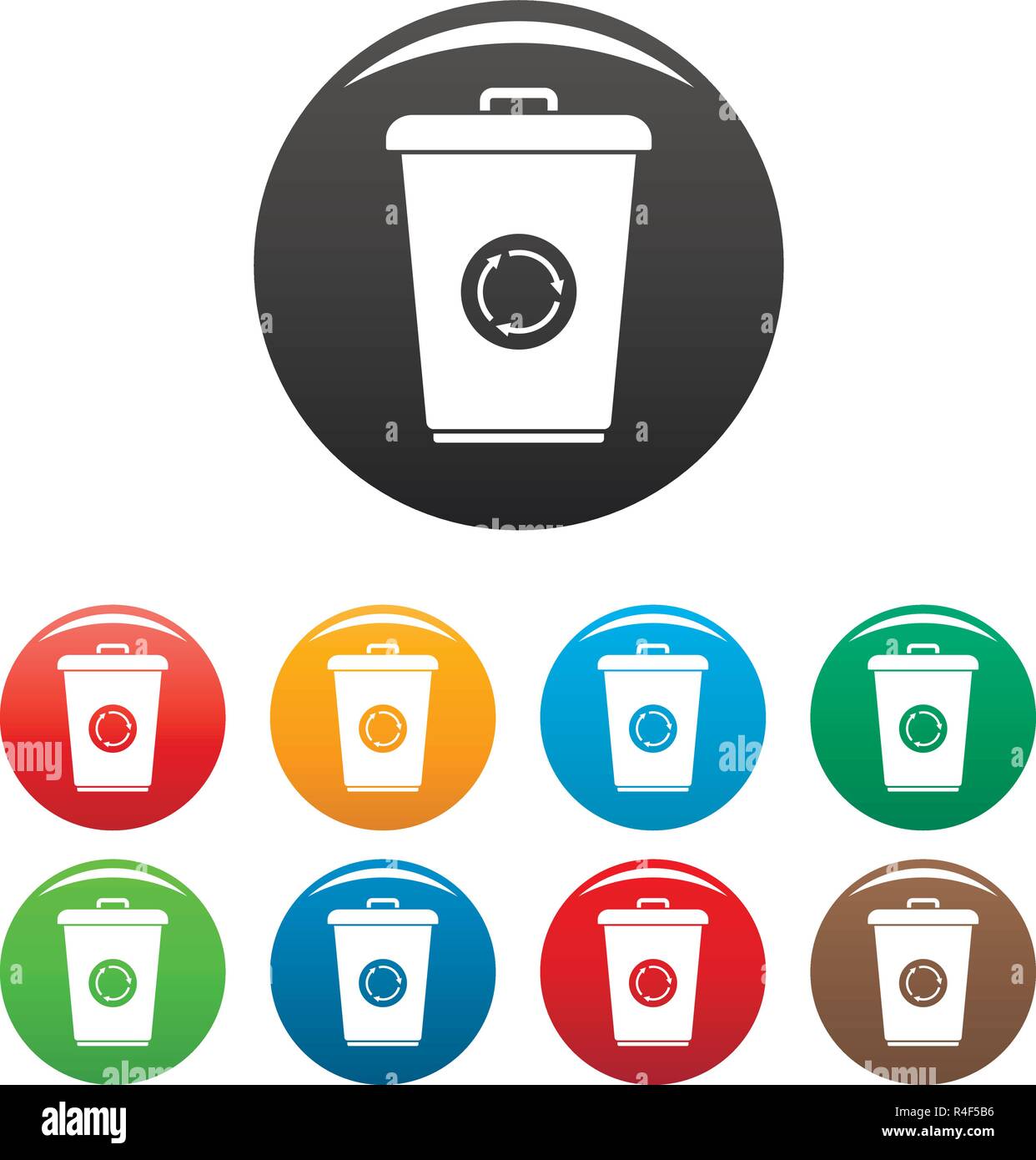 Recycling bin icons set 9 color vector isolated on white for any design ...