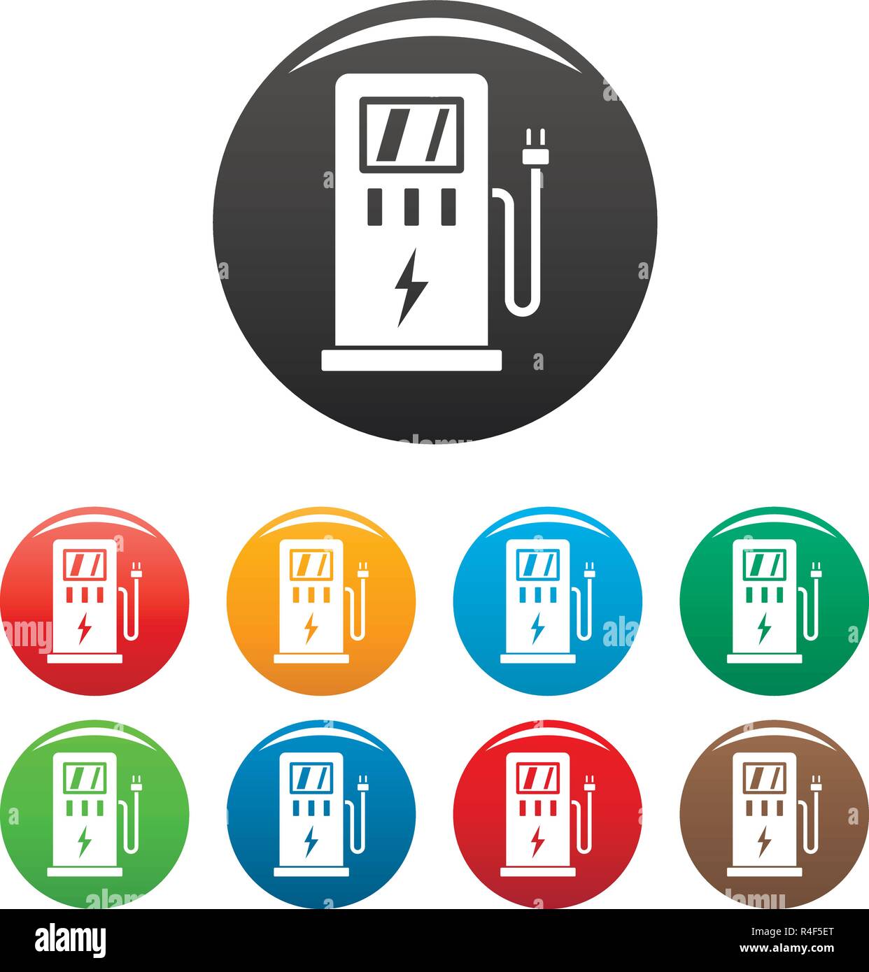Electric car station icons set 9 color vector isolated on white for any ...