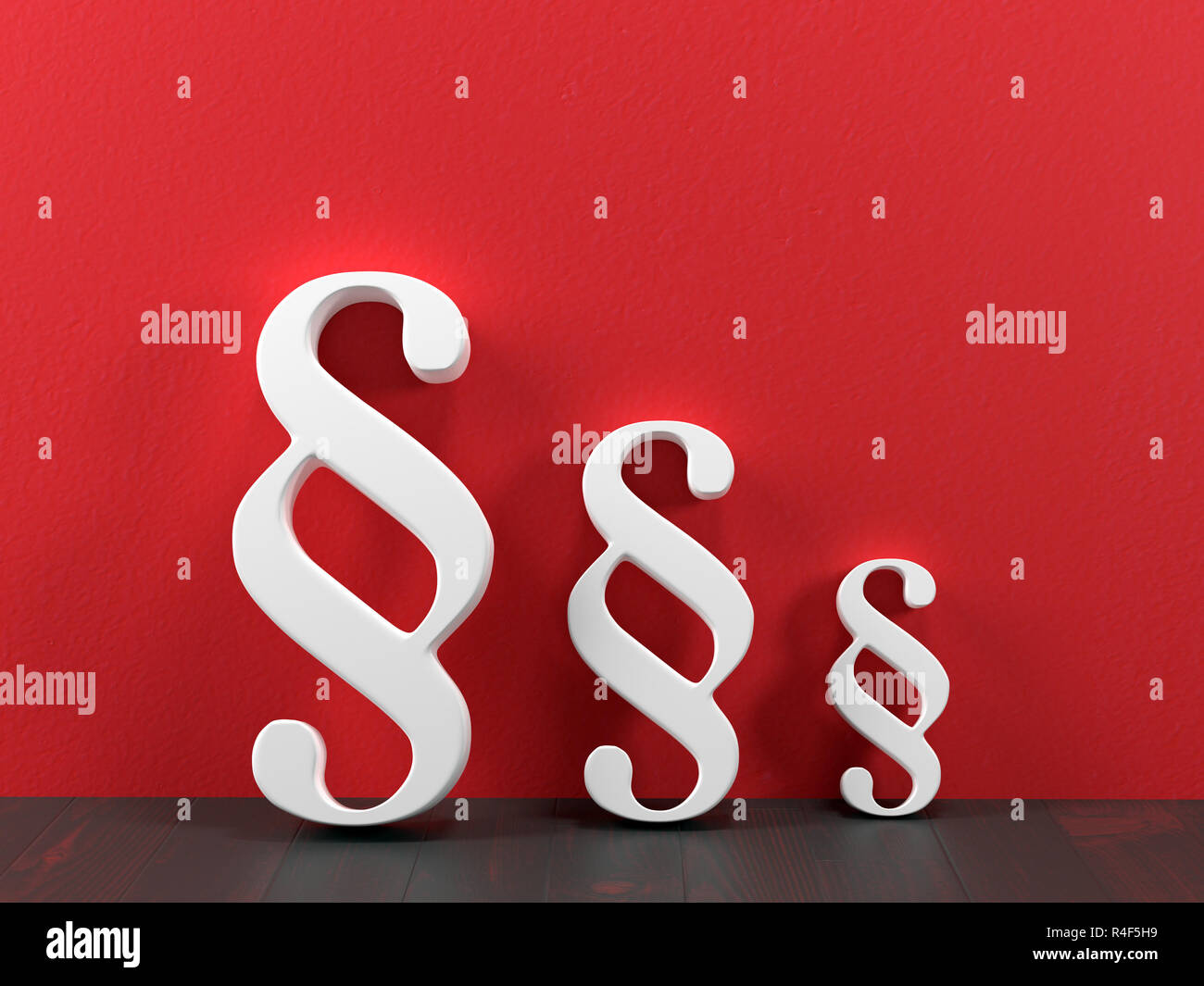 3D render of three different size white paragraph symbols leaning ...
