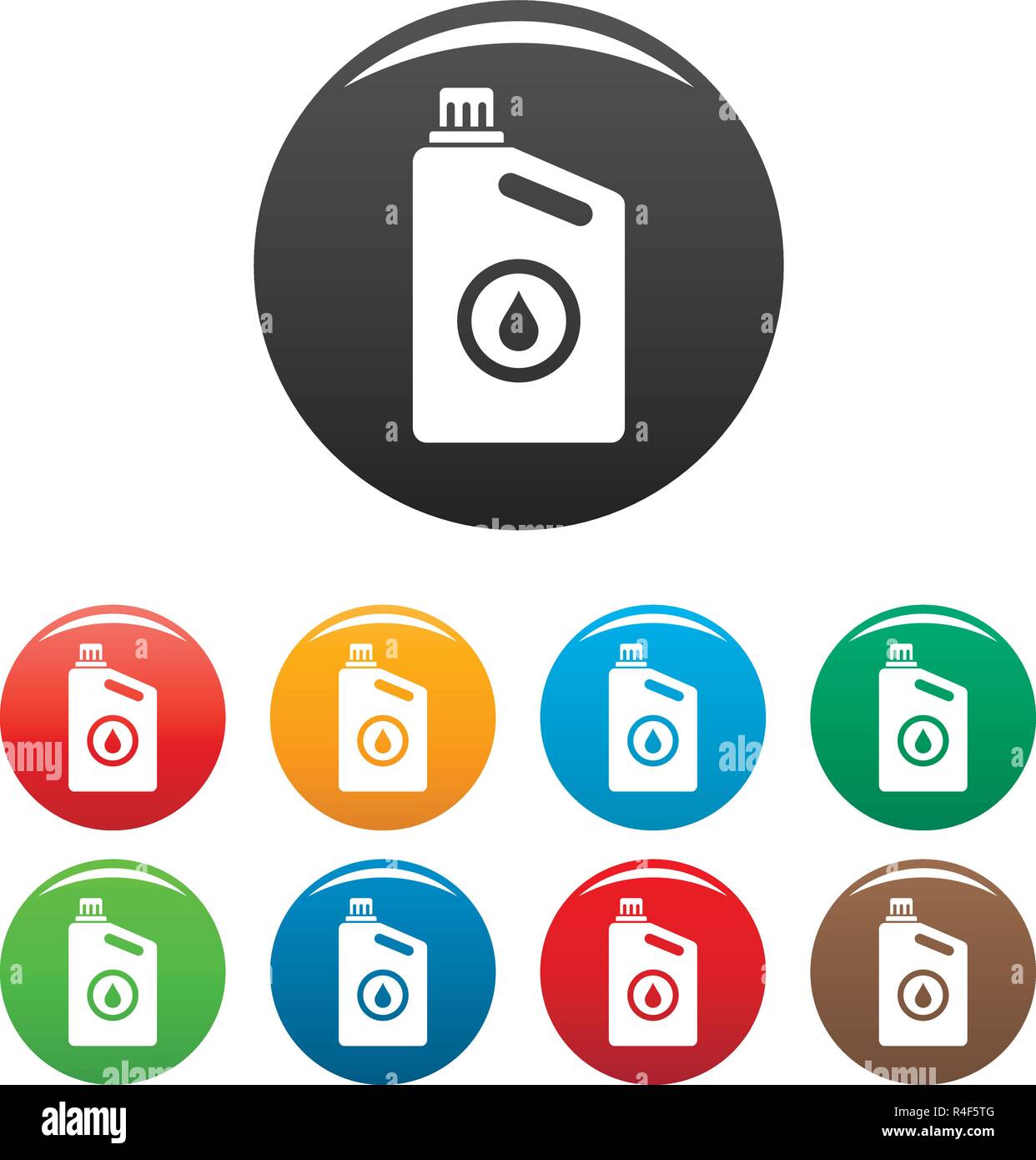 Oil plastic canister icons set 9 color vector isolated on white for any ...