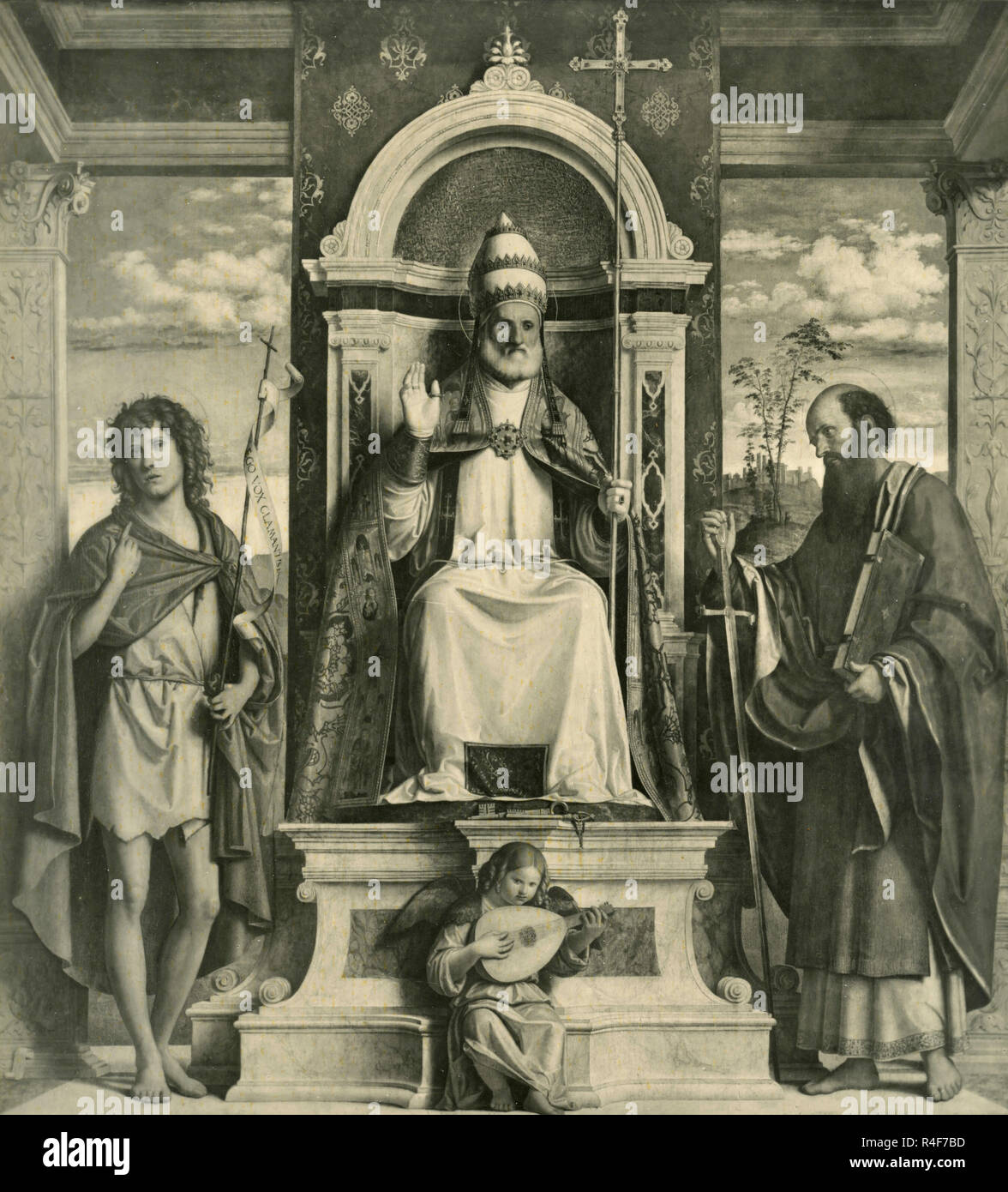 St. Peter Enthroned between John the Baptist and St. Paul, painting by ...