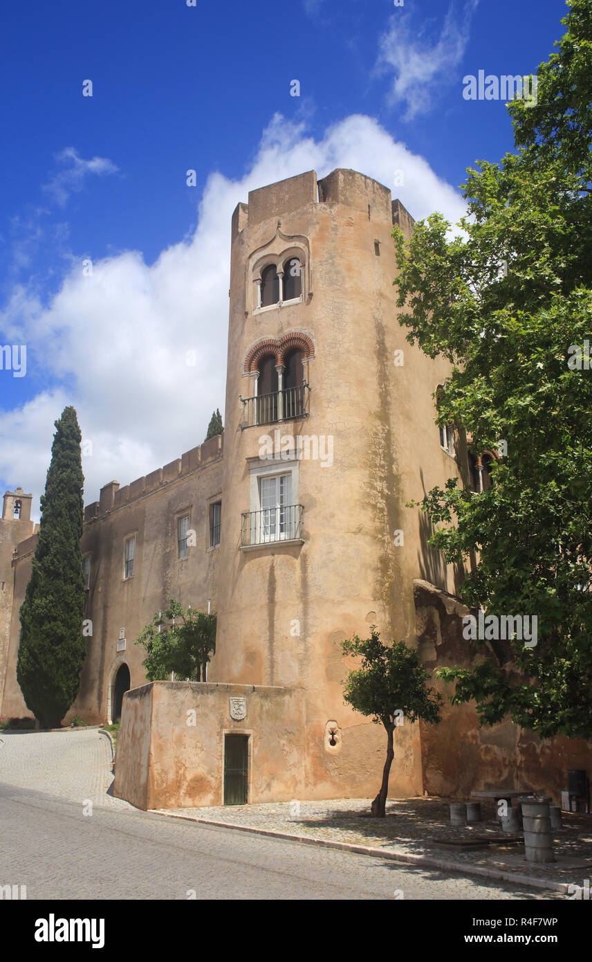 The medieval Alvito Castle. Exterior view of a tower with Moorish and ...