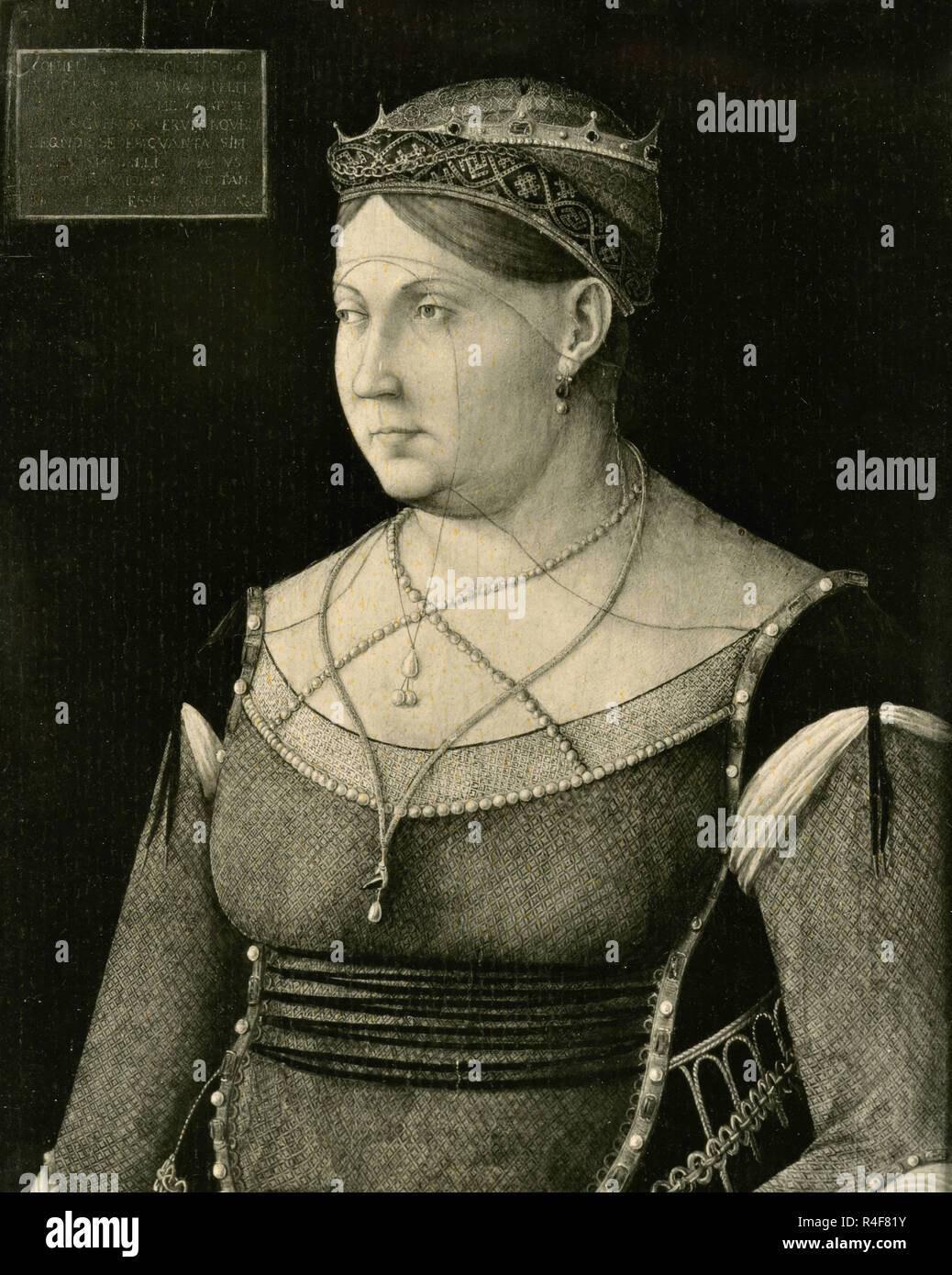 Portrait of Caterina Cornaro, painting by Gentile Bellini Stock Photo ...