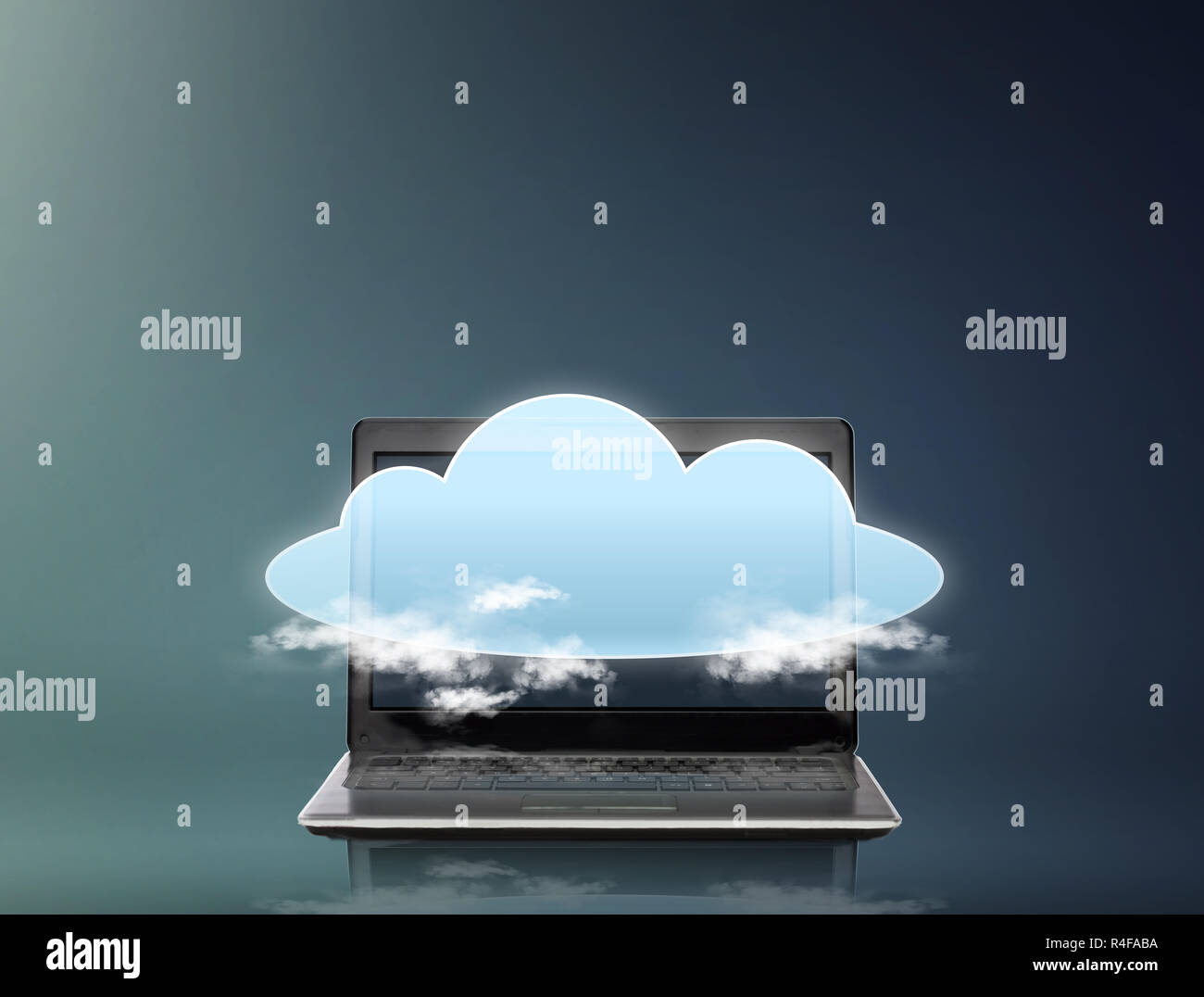 laptop computer with cloud over screen Stock Photo - Alamy