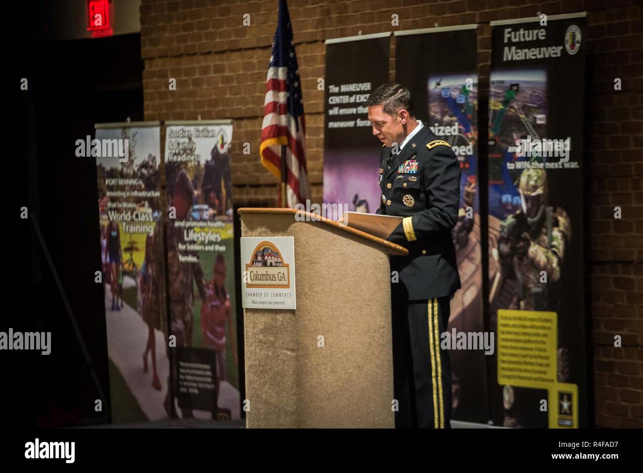 (FORT BENNING, Ga) Maj. Gen. Eric J. Wesley delivers the State of Fort ...