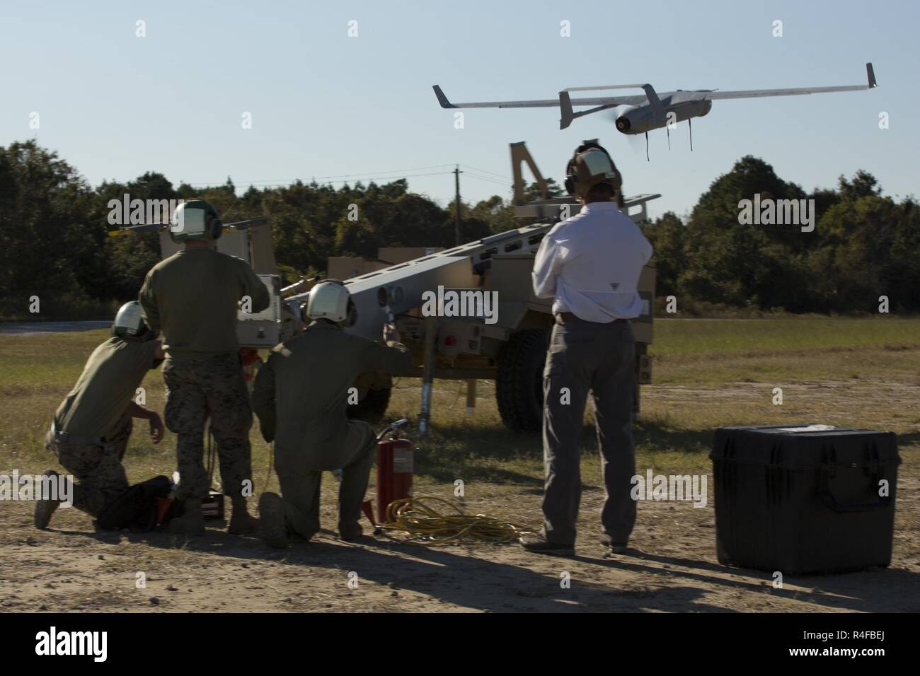 Personnel with Marine Unmanned Aerial Vehicle Squadron 2 (VMU-2 ...