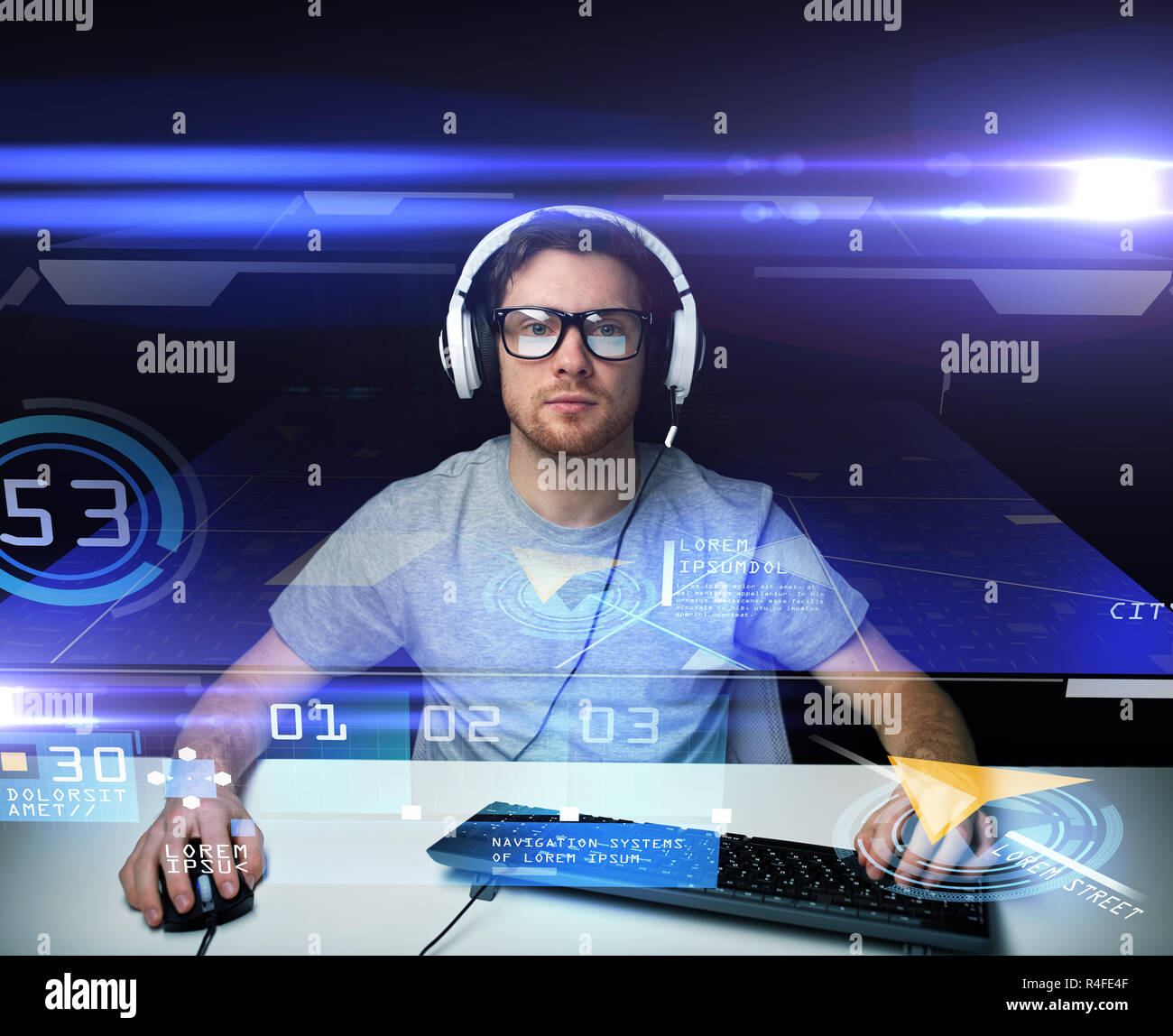 Developers at computer with headphones hi-res stock photography and ...