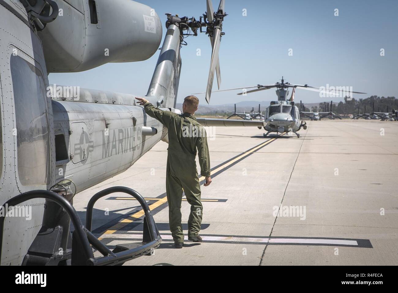 U.S. Marine Corps Cpl. Joshua Duclo, a UH-1Y Venom crew chief with ...