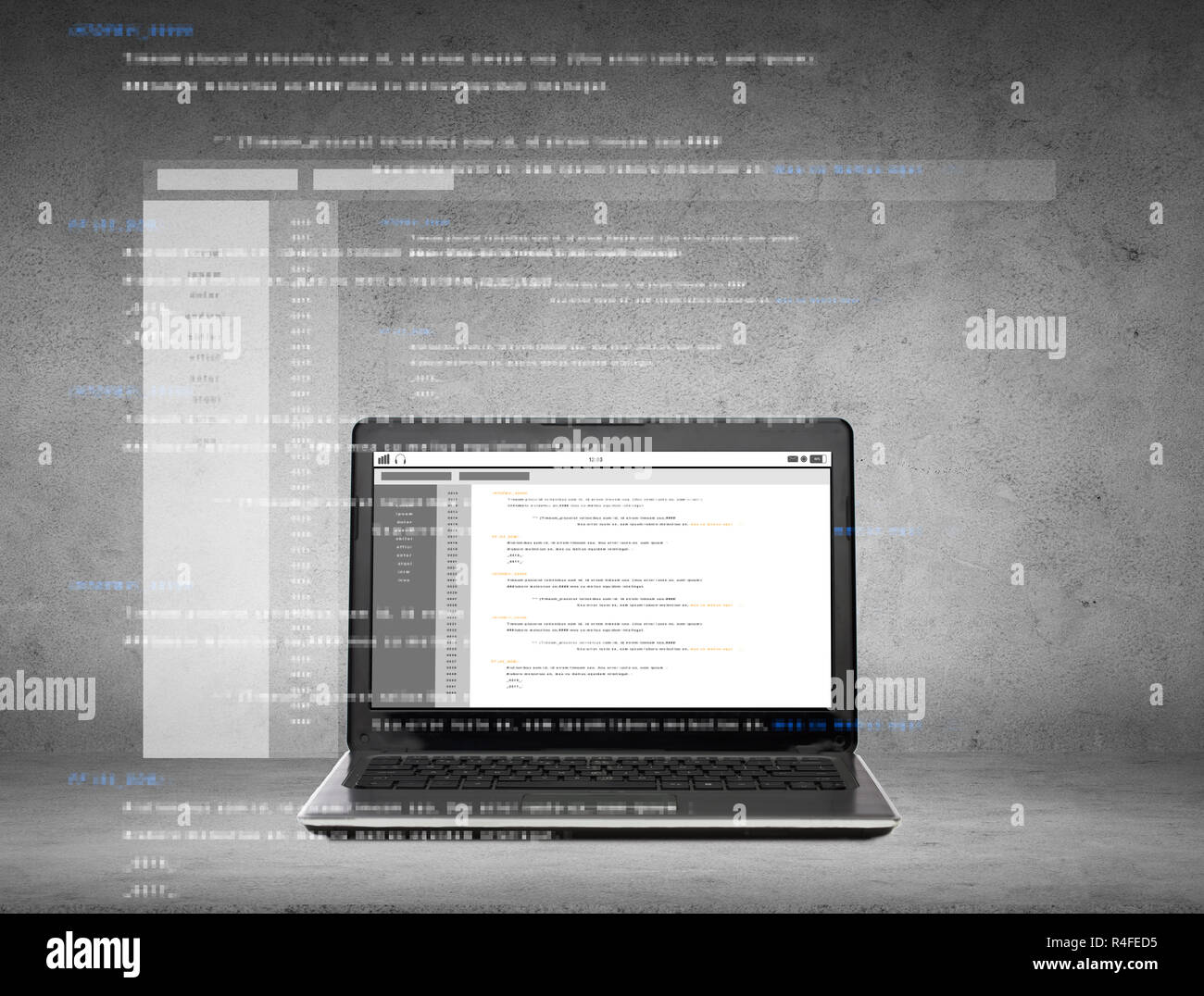 laptop computer with coding on screen Stock Photo - Alamy