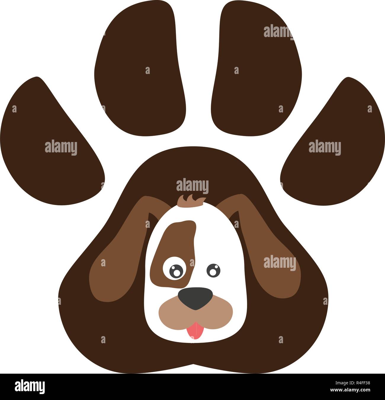 cute beagle dog in the paw print vector illustration design Stock ...