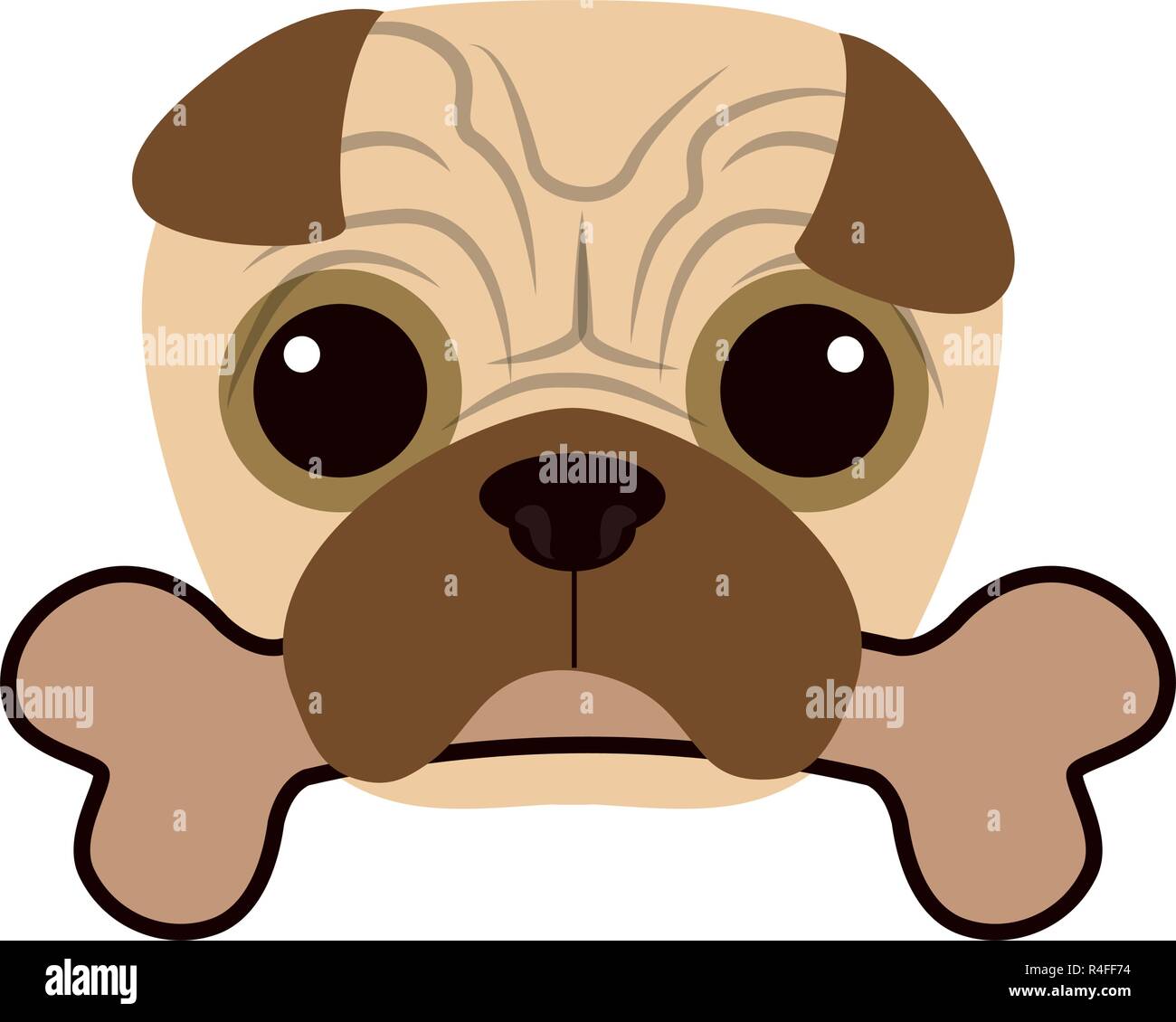 cute pug with bone vector illustration design Stock Vector Image & Art ...