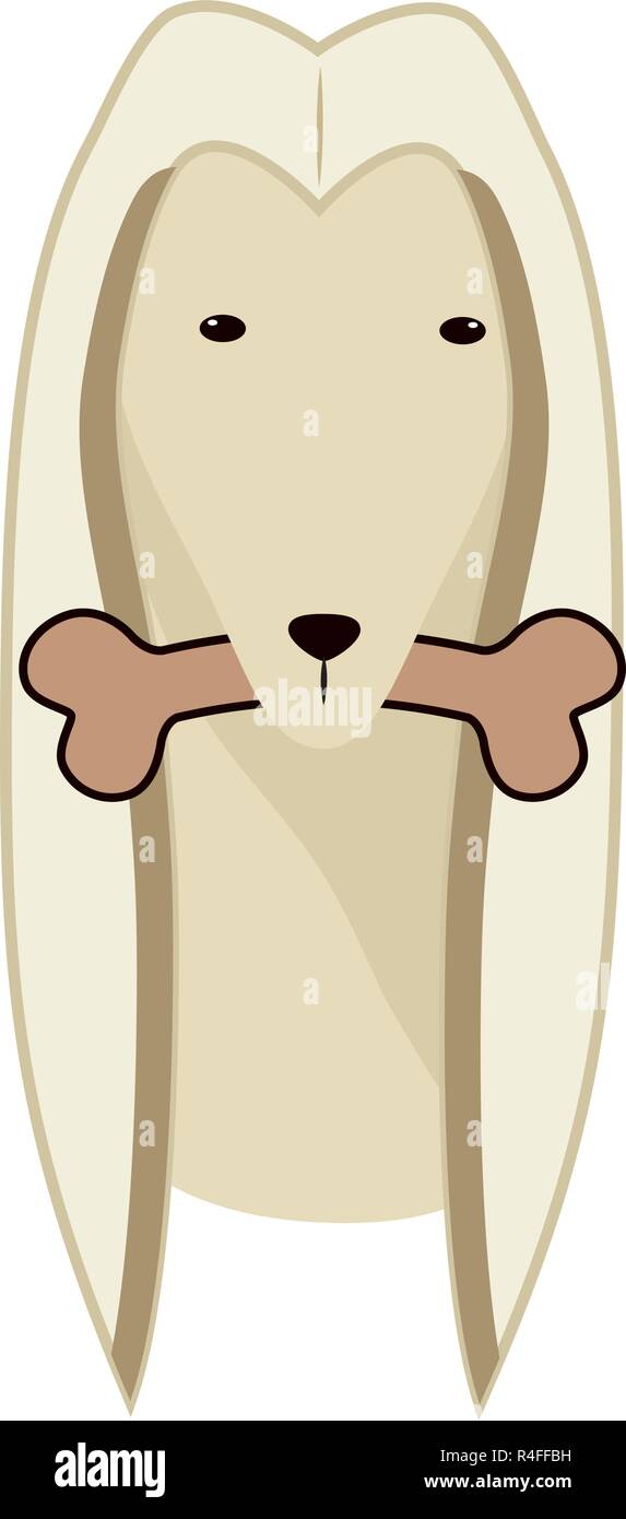 cute collie dog head with bone vector illustration design Stock Vector ...