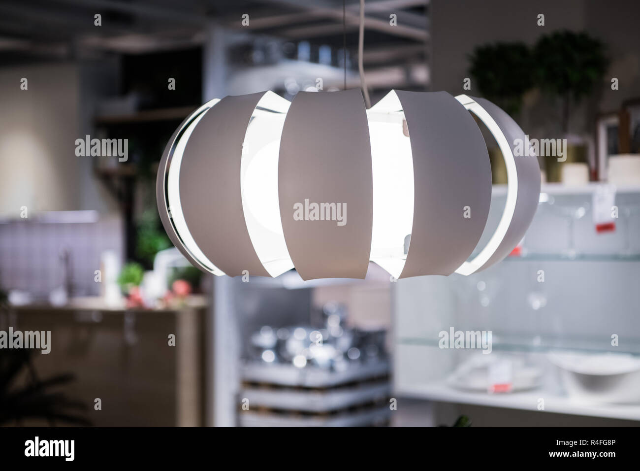 close up modern design of plastic ceiling lamps on the ceiling Stock ...