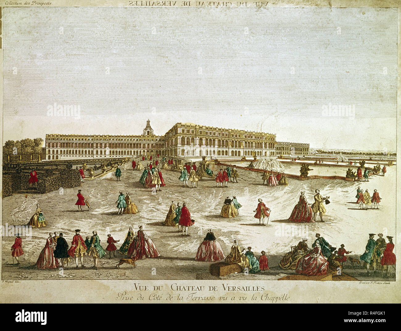 GRABADO-CASTILLO Y JARDINES DE VERSALLES-DIBUJO DE J RIGAUD - GRABADO ...